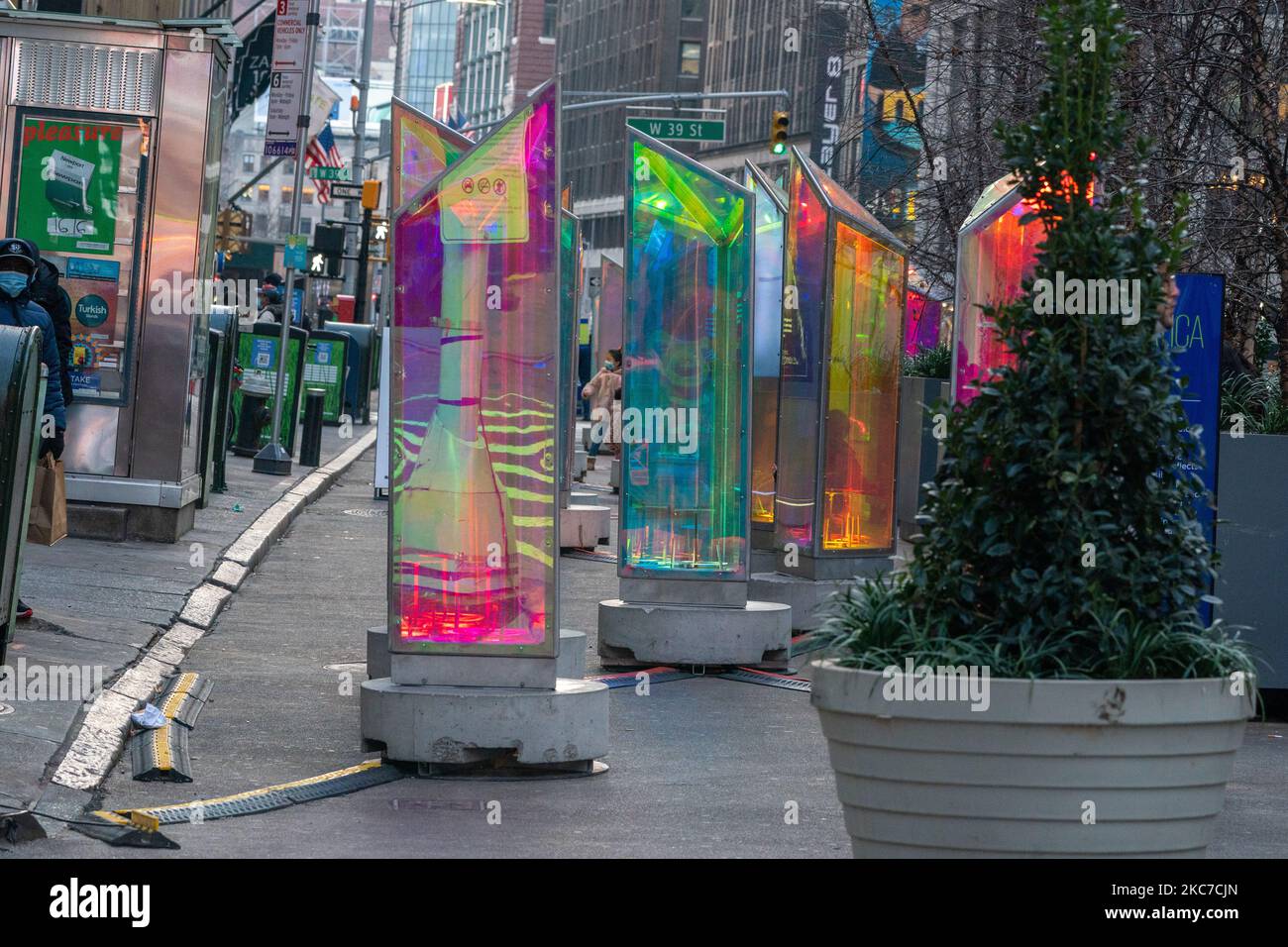 A view of an art installation titled “Prismatica” in the Garment ...