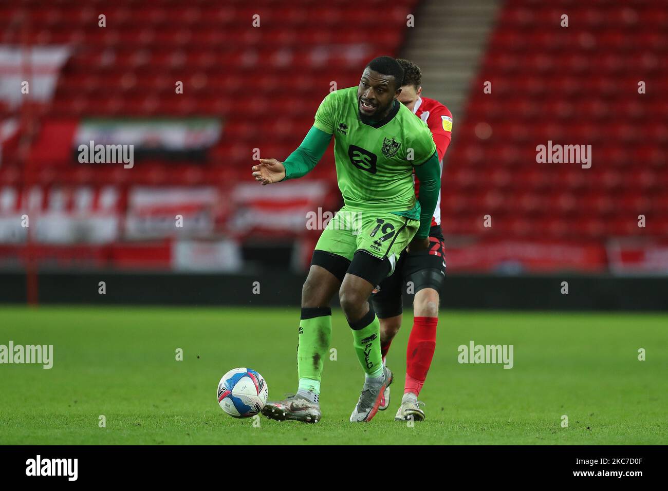 David Amoo of Port Vale and Callum McFadzean of Sunderland during the ...