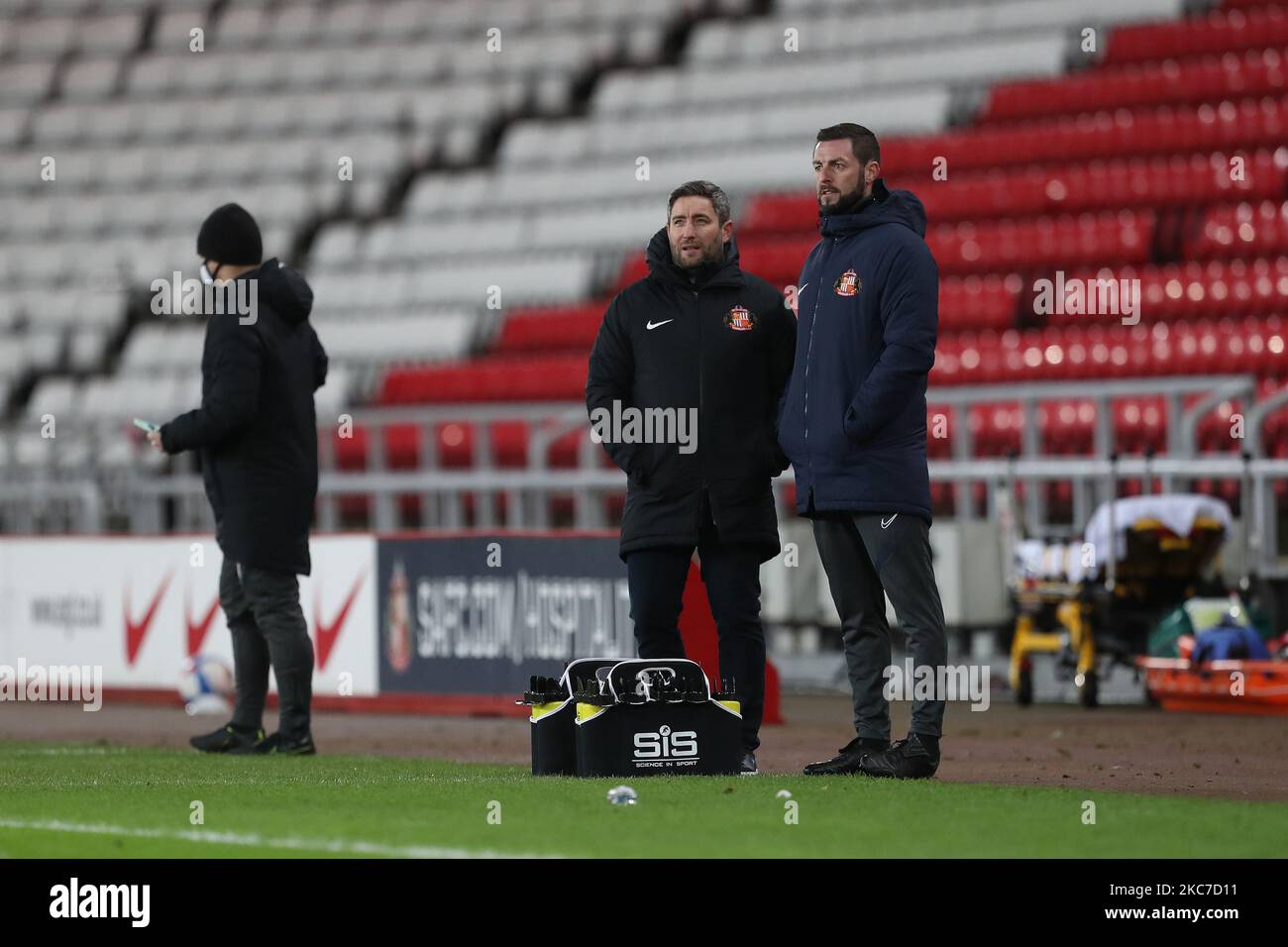 Sunderland manager Lee Johnson with assistant manager Jamie McAllister ...