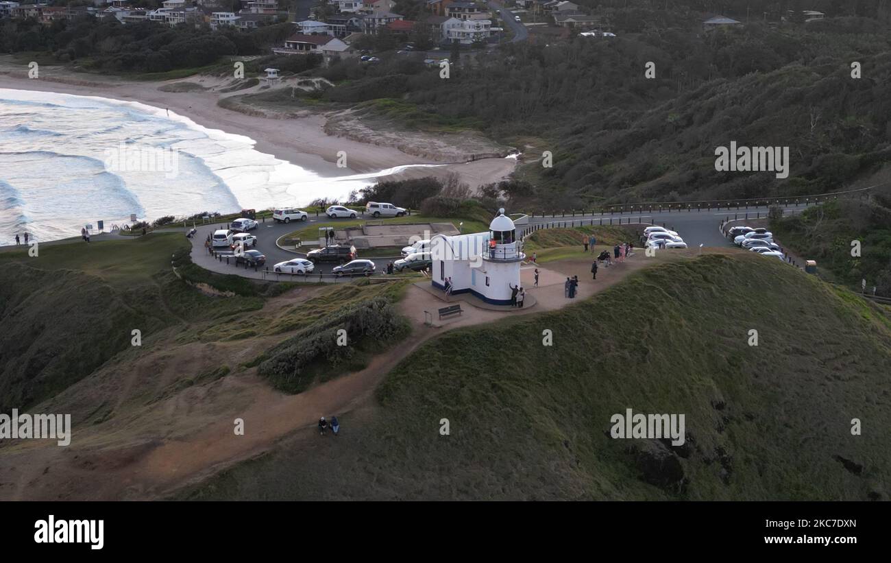 An aerial view of Tacking Point Lighthouse in Port Macquarie, NSW ...