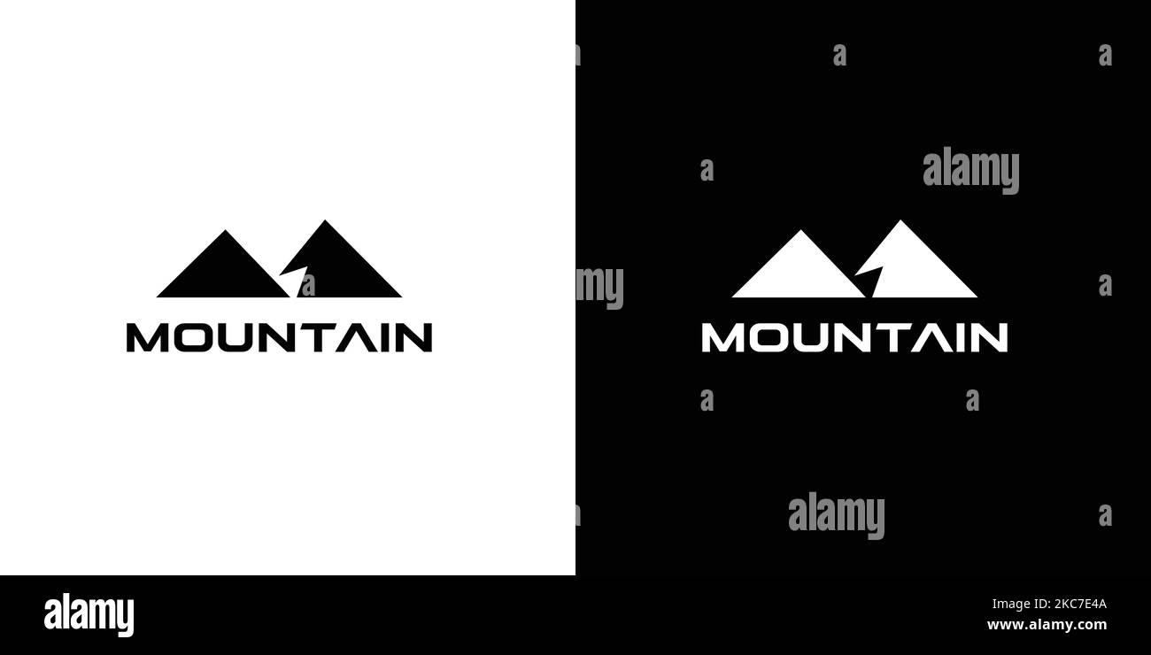 A white and black split background with a logo of two triangle ...