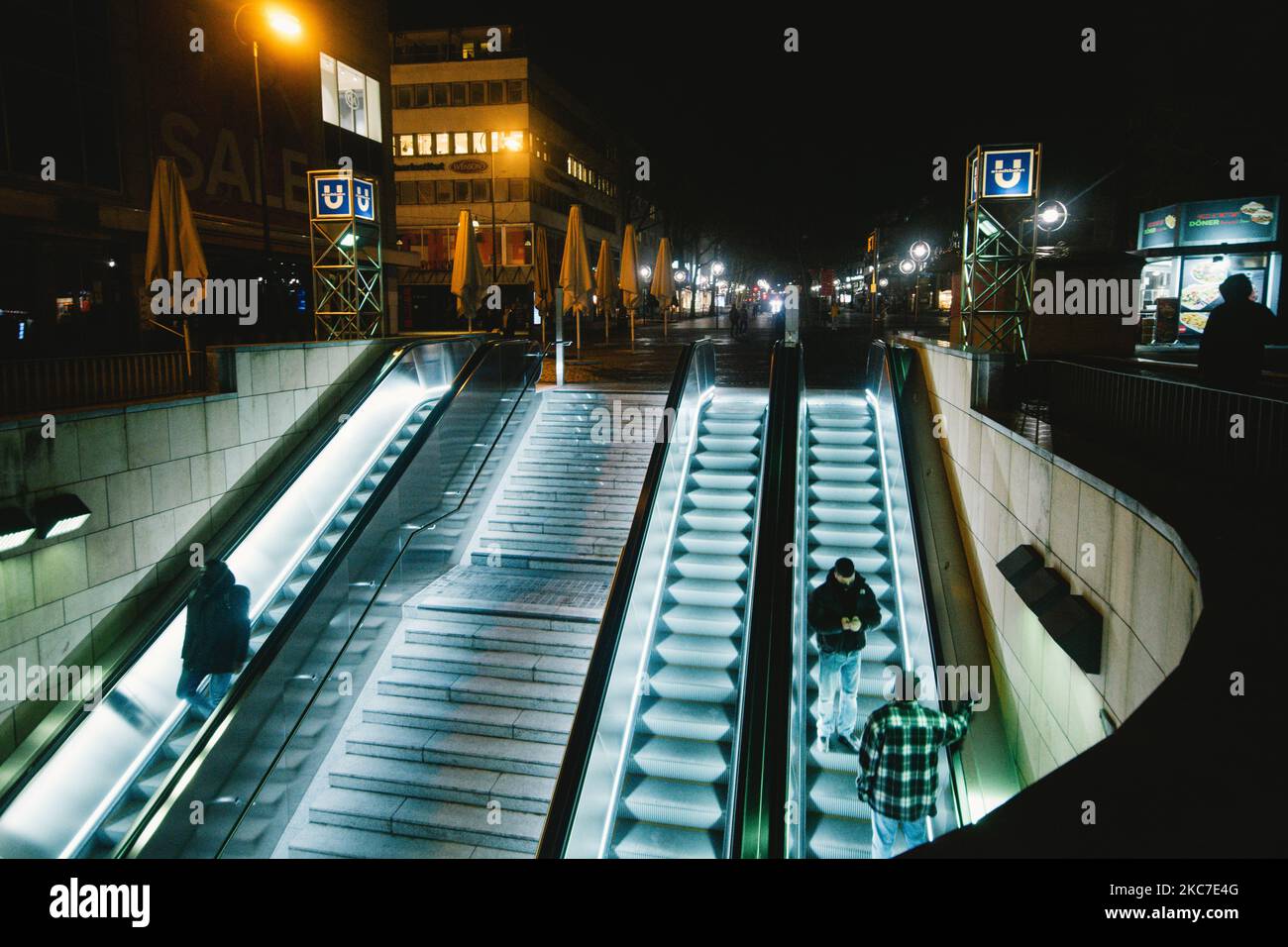 the elevator to the subway station is seen in the city center of ...
