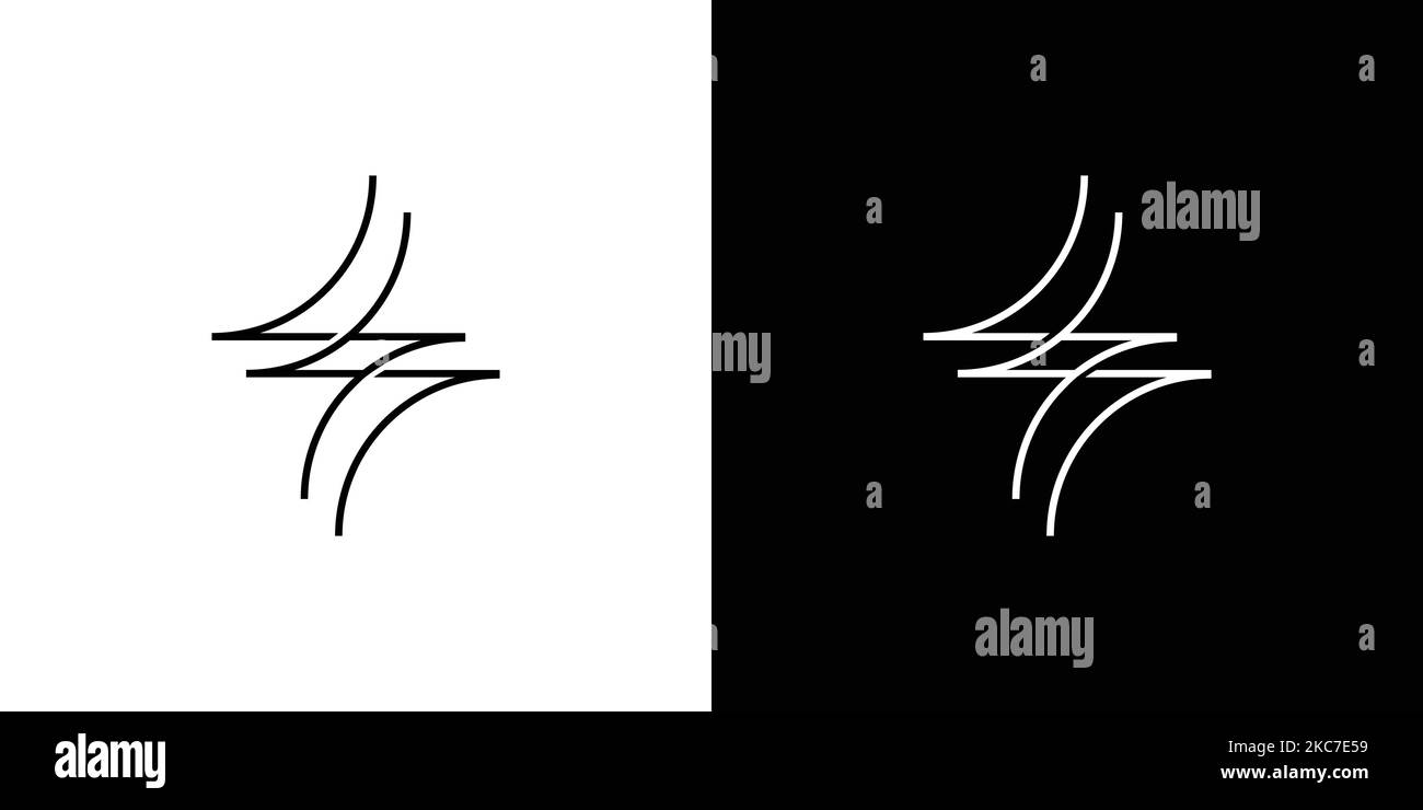 A white and black split background with a minimalistic logo containing ...