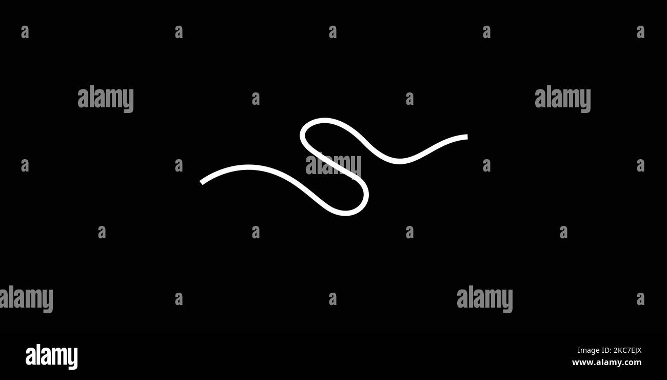 A black background with a minimalistic logo of a curved white line ...