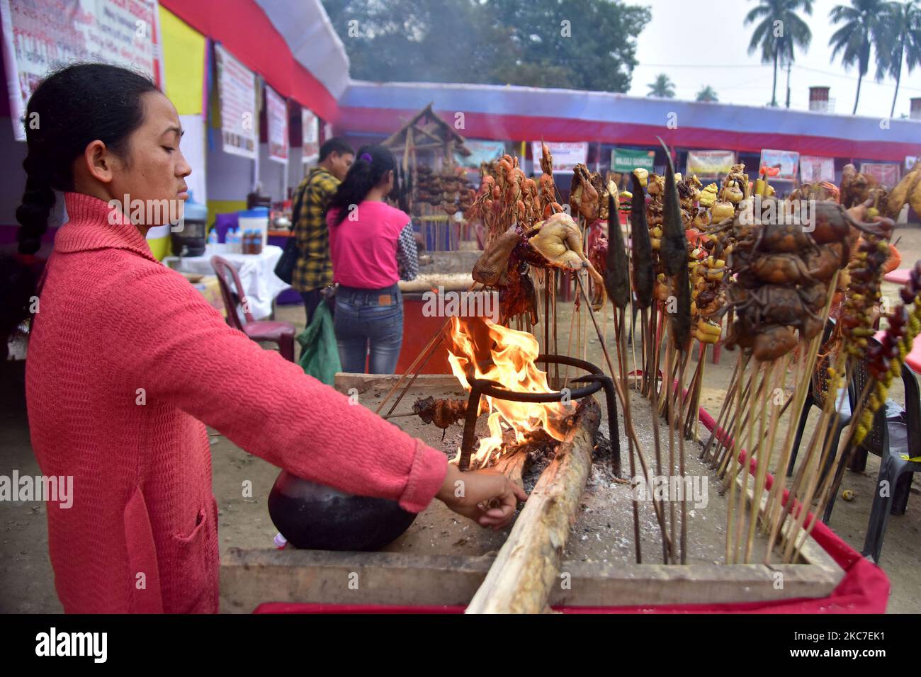 Traditional Assamese food is being prepared for sale on the occasion of ...