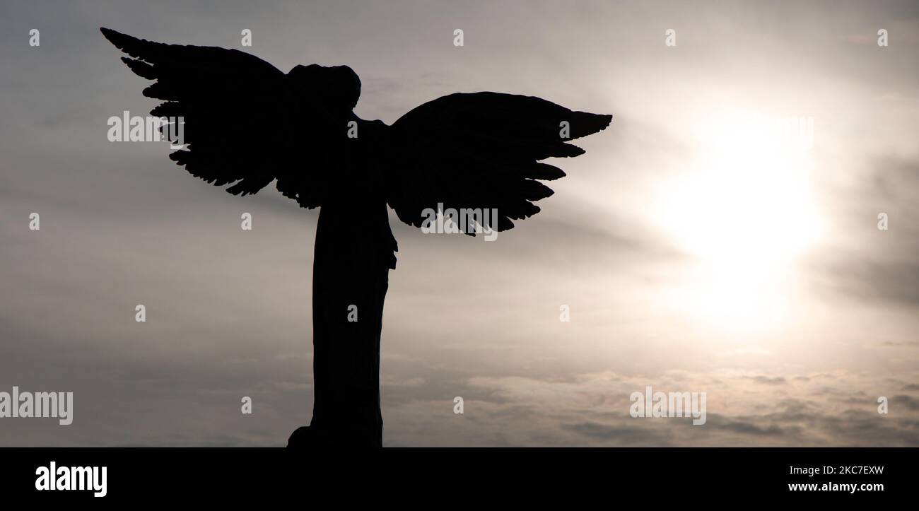 The sculpture 'Guardian Angel' by Roman Stanczak is seen in the Brodno ...