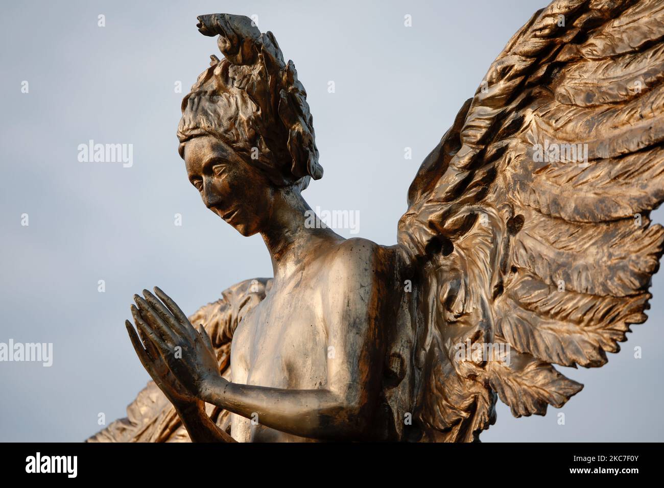 The sculpture 'Guardian Angel' by Roman Stanczak is seen in the Brodno ...