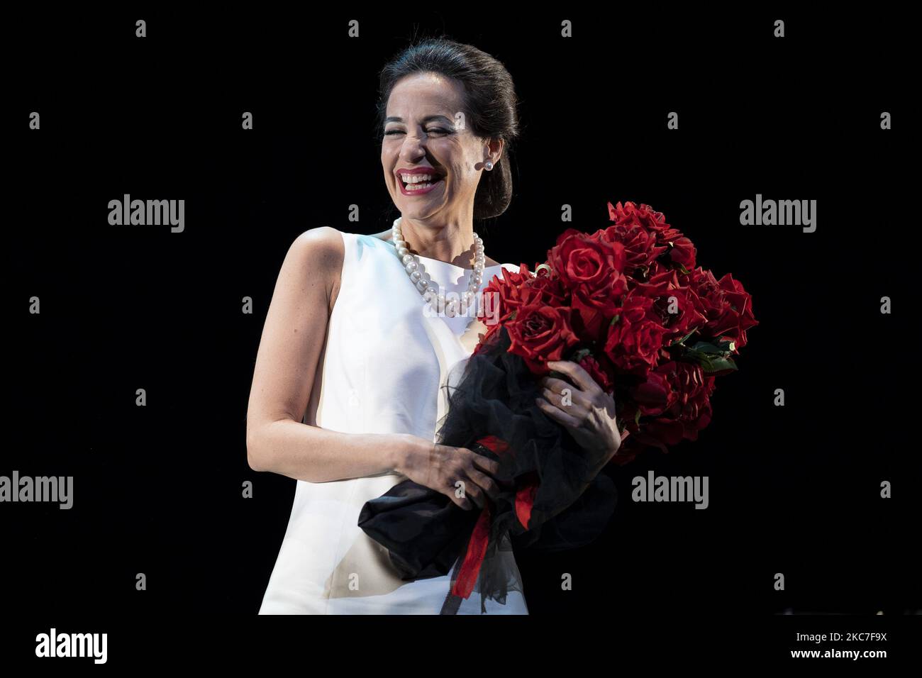 Soprano Maria Rey-Joly performs on stage during the 'Diva' Theatre Play ...