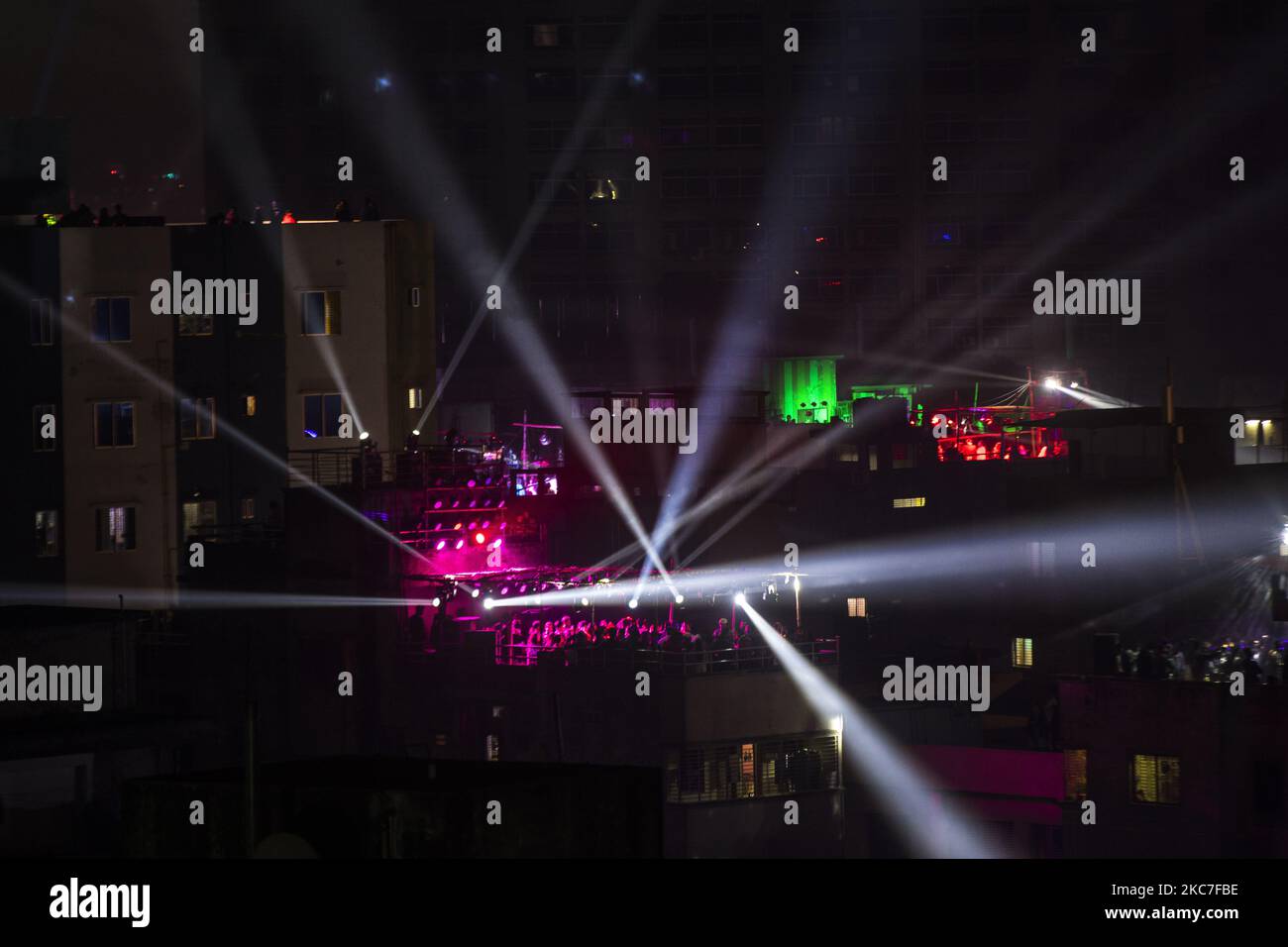 Youth celebrate with fireworks and lights during the Shakrain festival ...