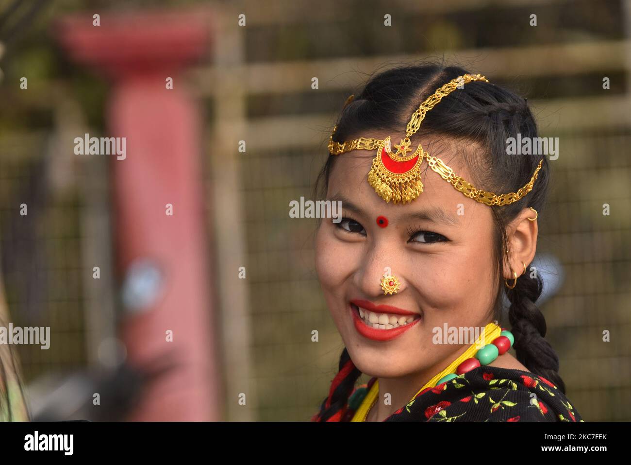 A Portrait of Nepalese Magar community girl in a traditional attire ...
