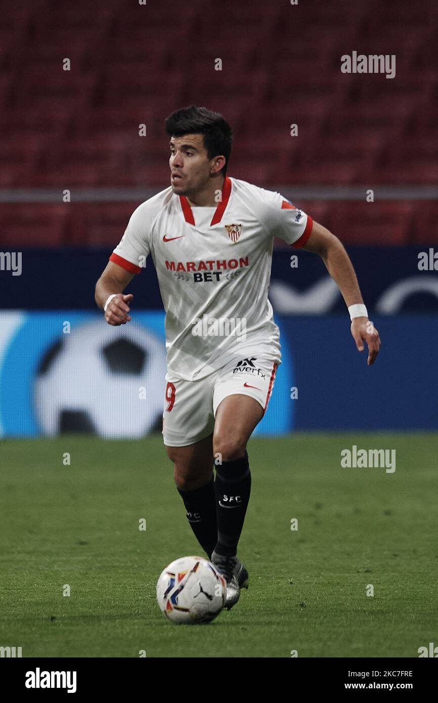 Marcos Acuña of Sevilla controls the ball during the La Liga Santander ...