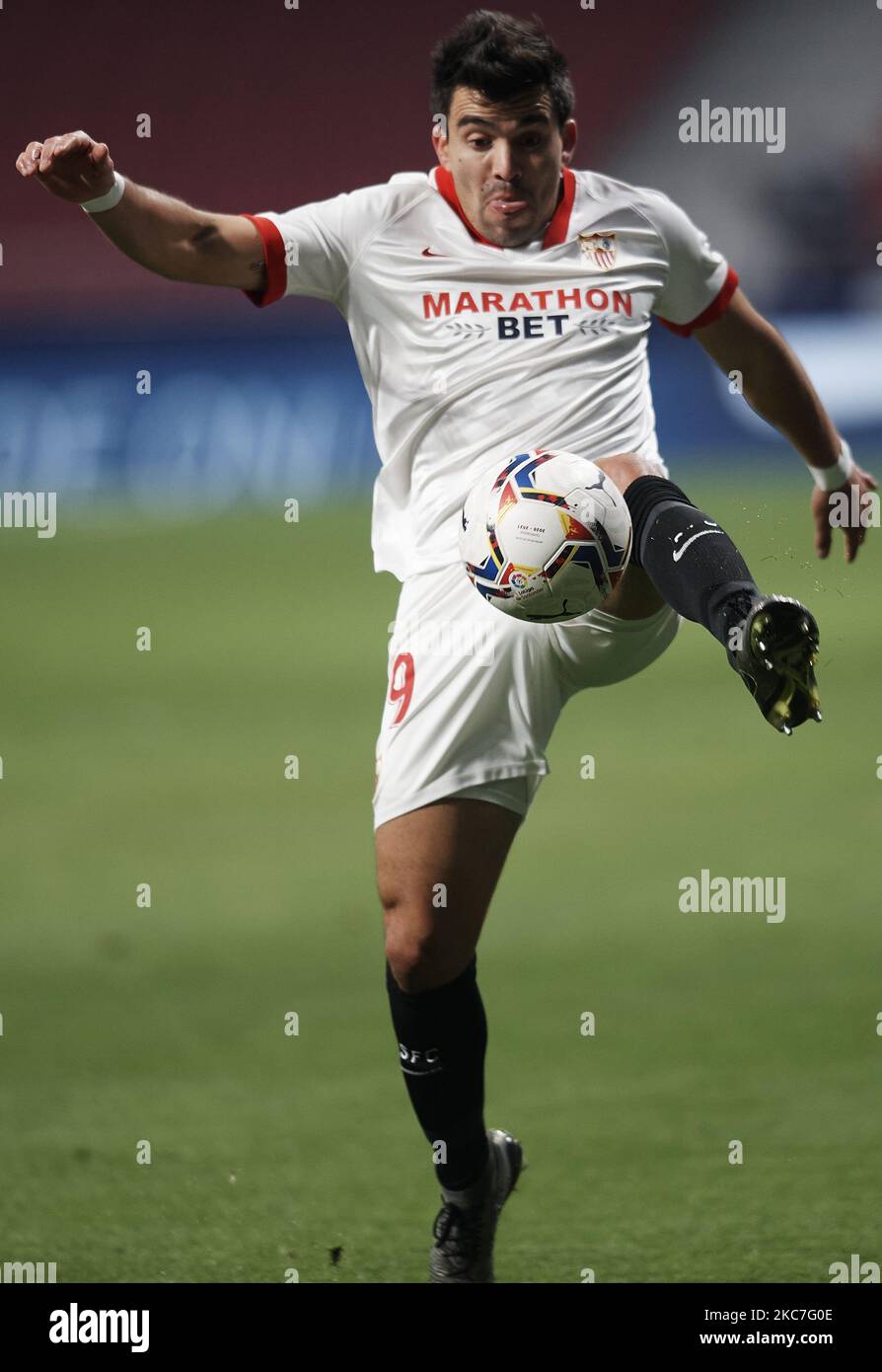 Marcos Acuña of Sevilla controls the ball during the La Liga Santander ...