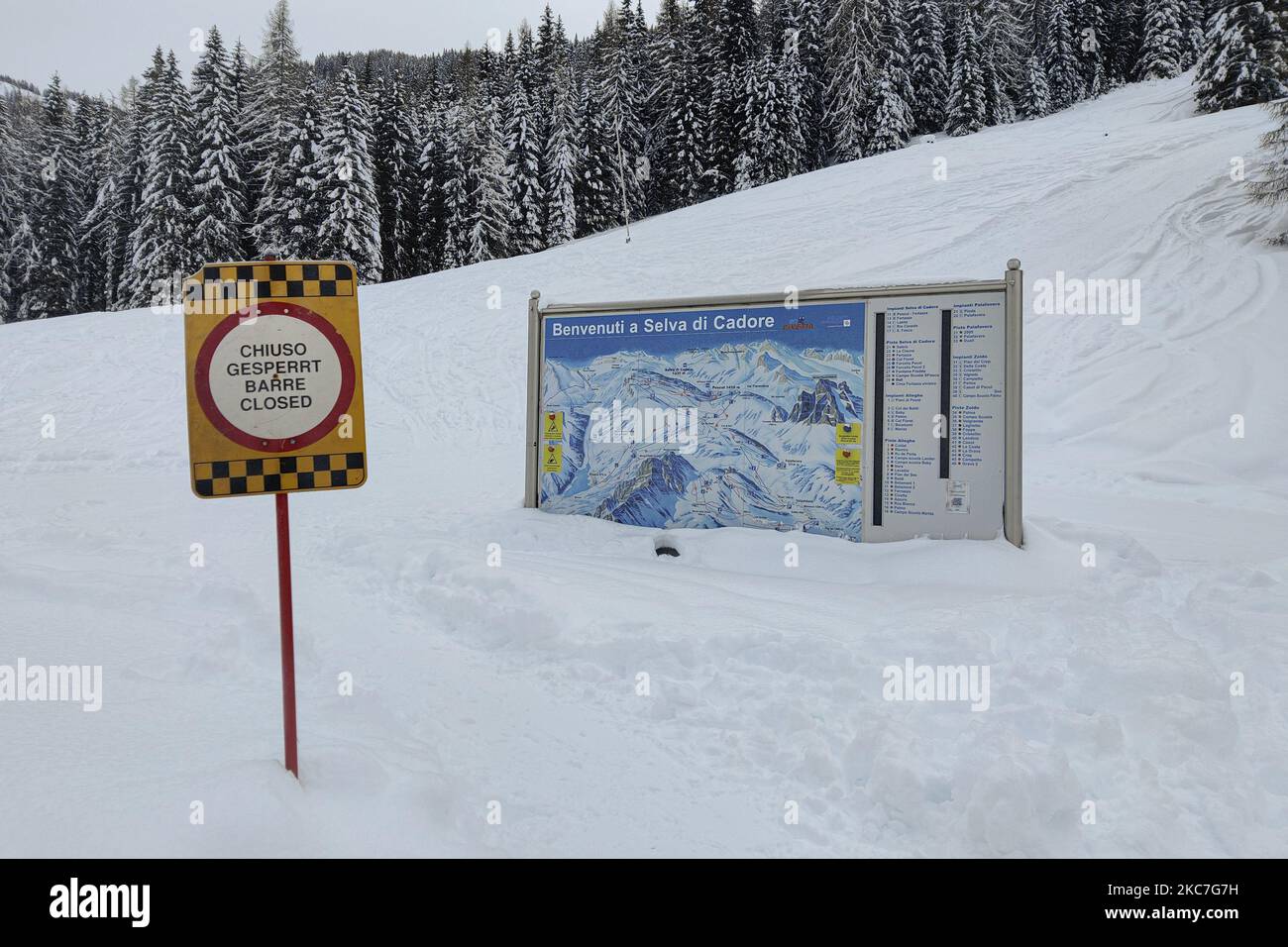 In the the lifts closing sign at the start of the chairlift that ...