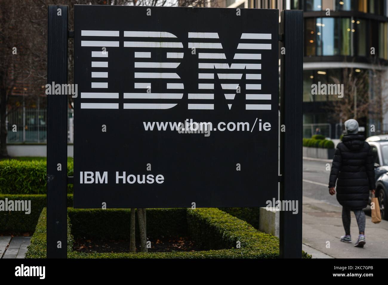 IBM logo seen in Dublin city center during Level 5 Covid-19 lockdown ...