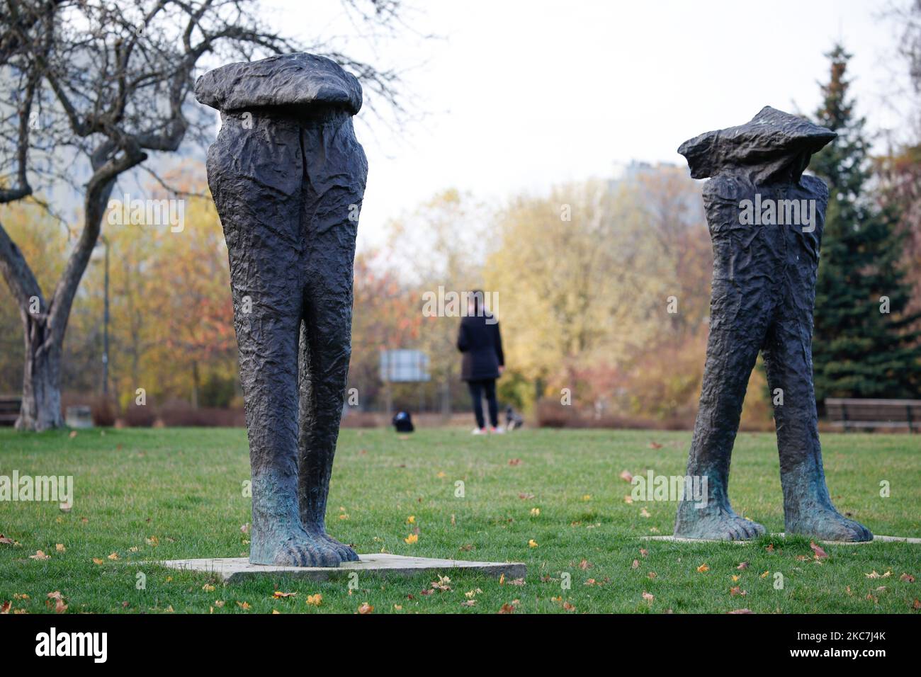 The sculptures 'Zinaxin and Dolacin' by Magdalena Abakanowicz is seen ...