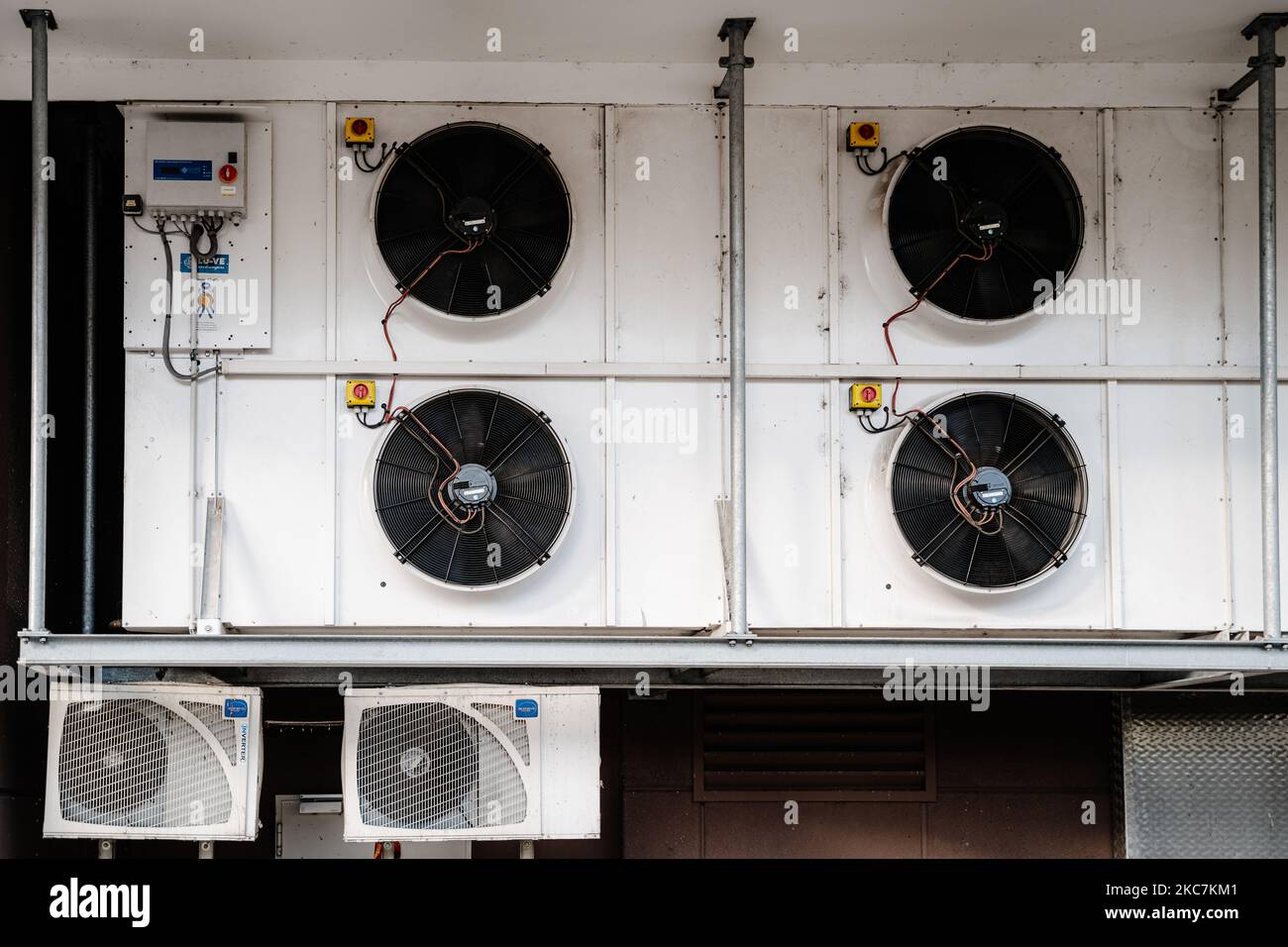 Several units of an air conditioning system in the outdoor area Stock ...