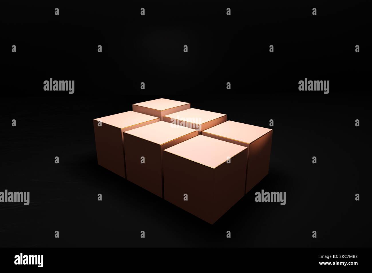 A 3D rendering of creamy-colored blocks mockup isolated on a black ...