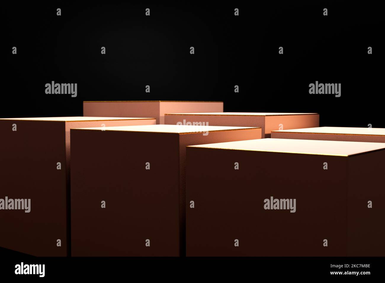 A 3D rendering of creamy-colored blocks or boxes mockup isolated on a ...