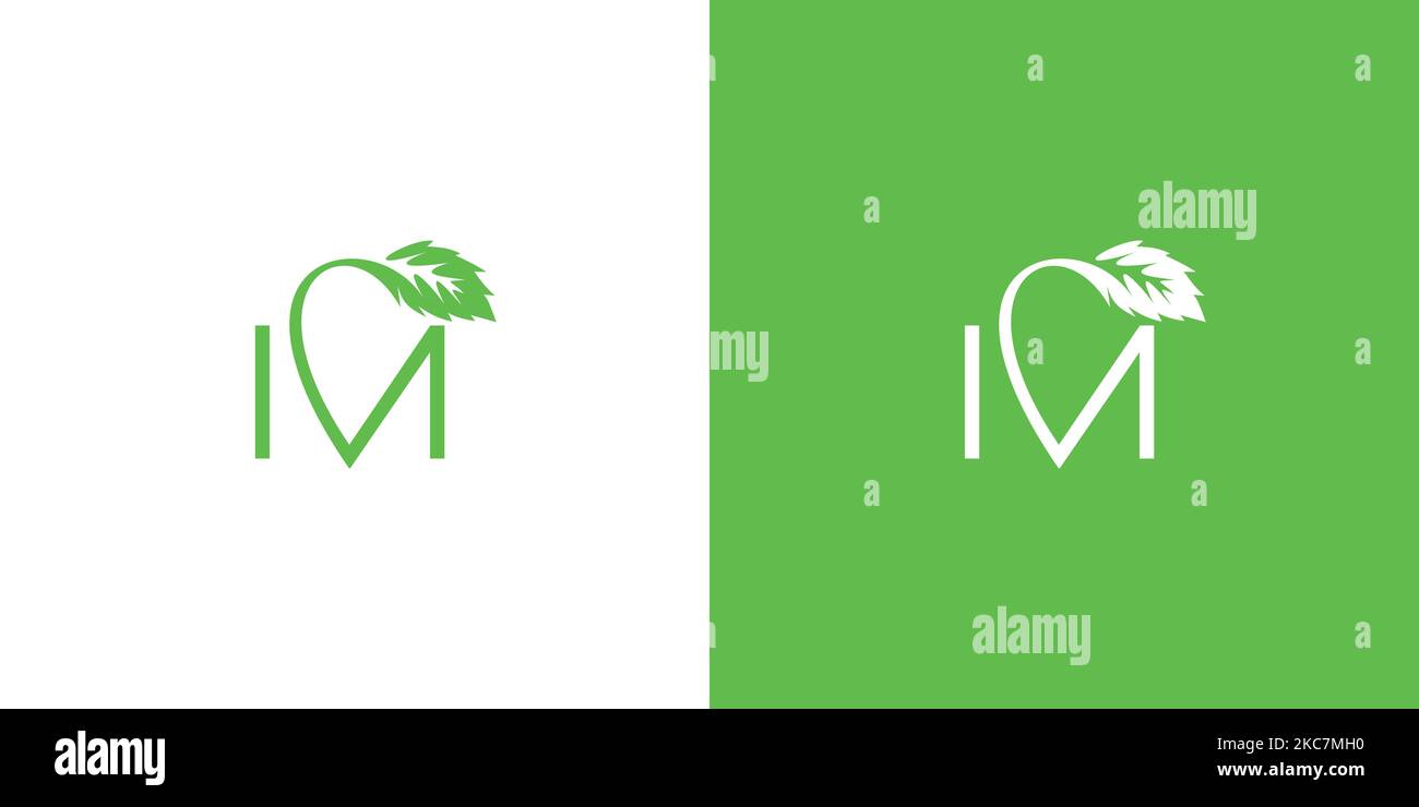 A set of minimalistic letter logo designs isolated on white and green ...