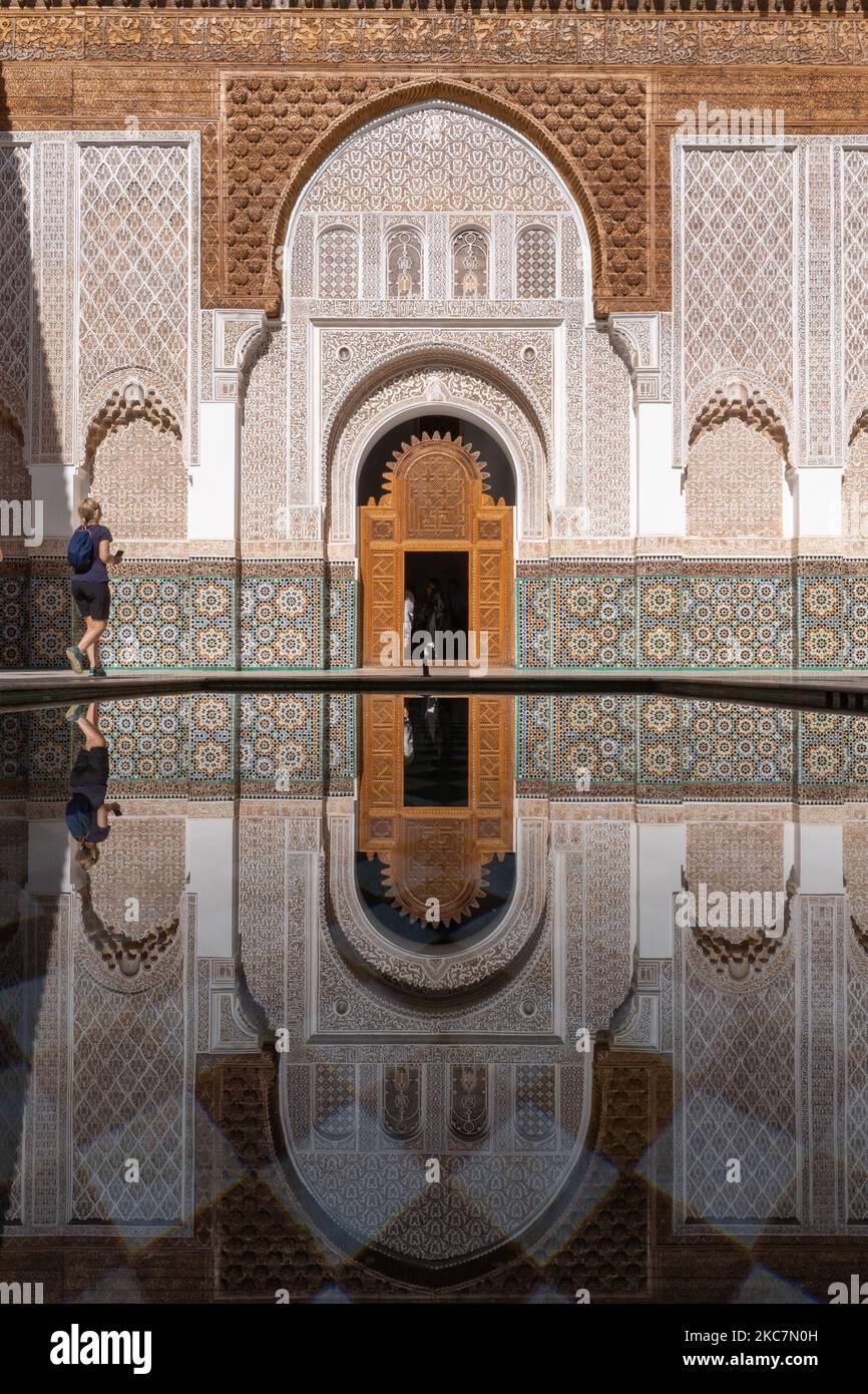 A vertical shot of the square of the Ibn Youssef School. Marrakesh, Morocco Stock Photo - Alamy