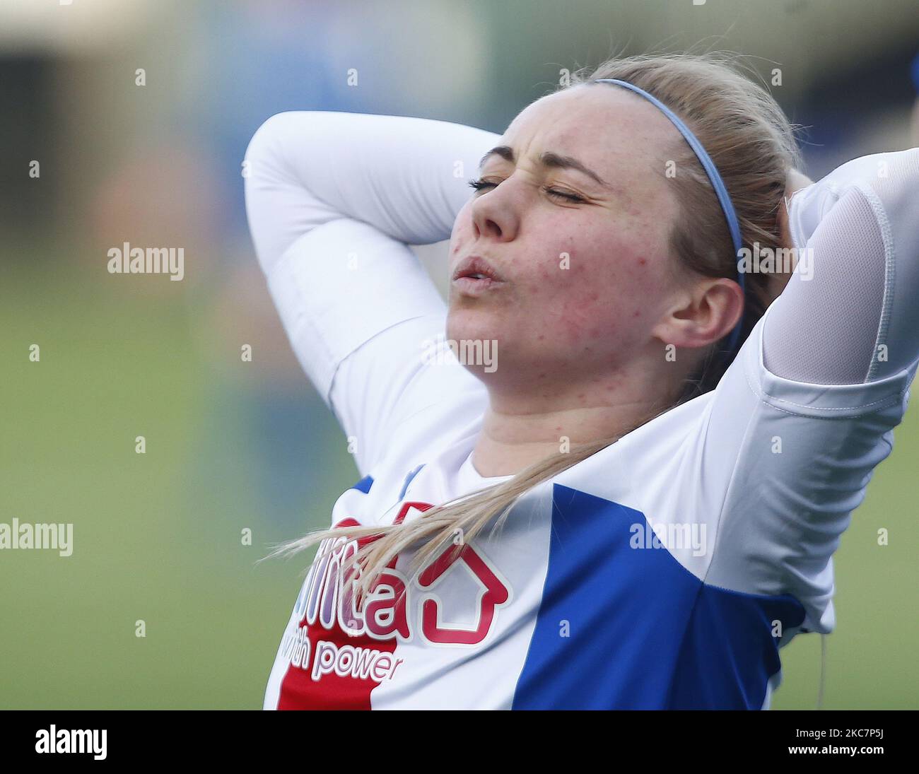 Annabel Johnson of Crystal Palace Women gets the ball in the chest ...