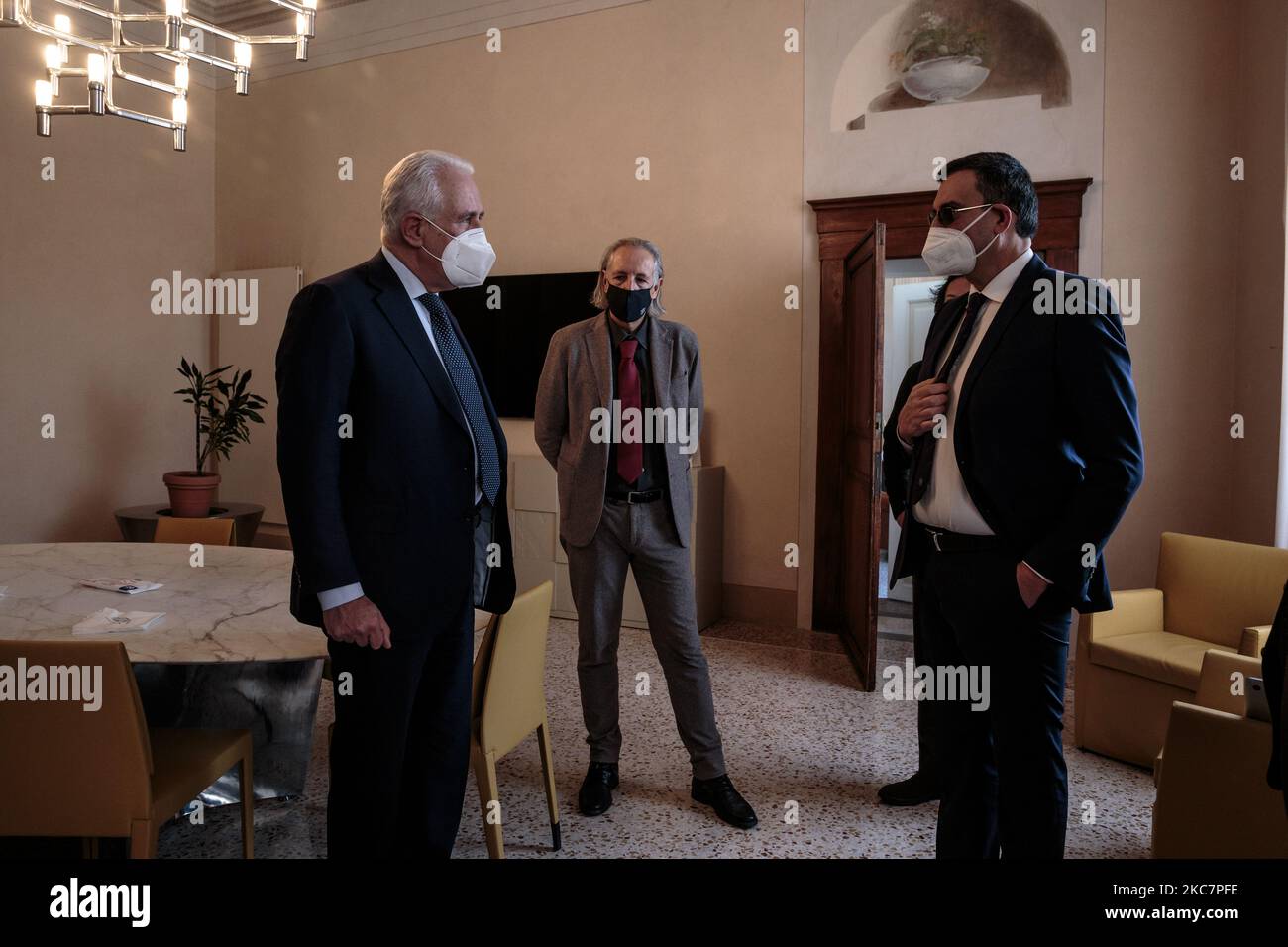 President of Tuscany, Eugenio Giani, on 18 January 2020, while visiting ...