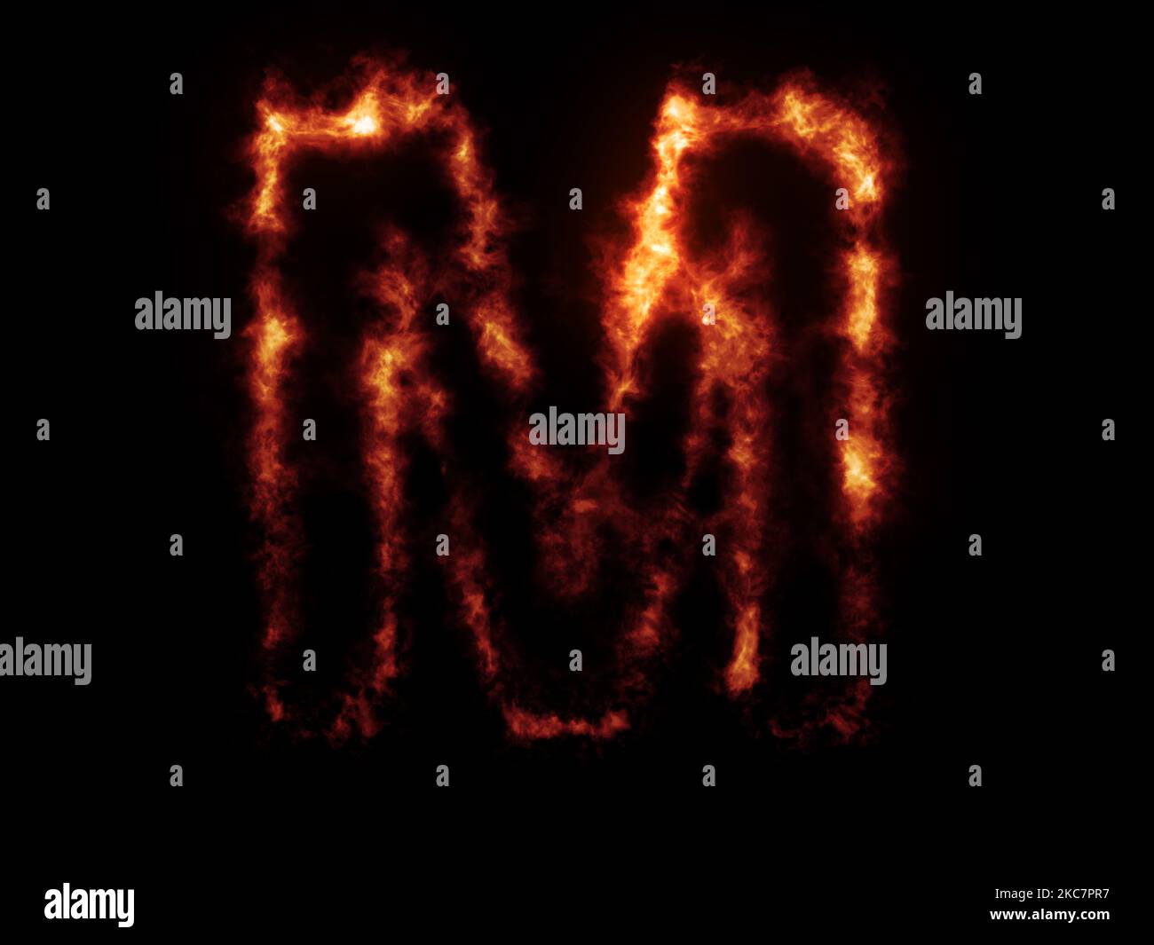 A burning letter M with flames and on a black background Stock Photo ...