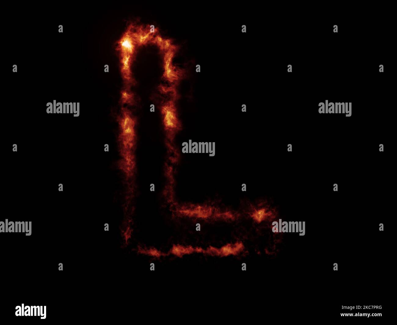 A burning letter L with flames and on a black background Stock Photo ...