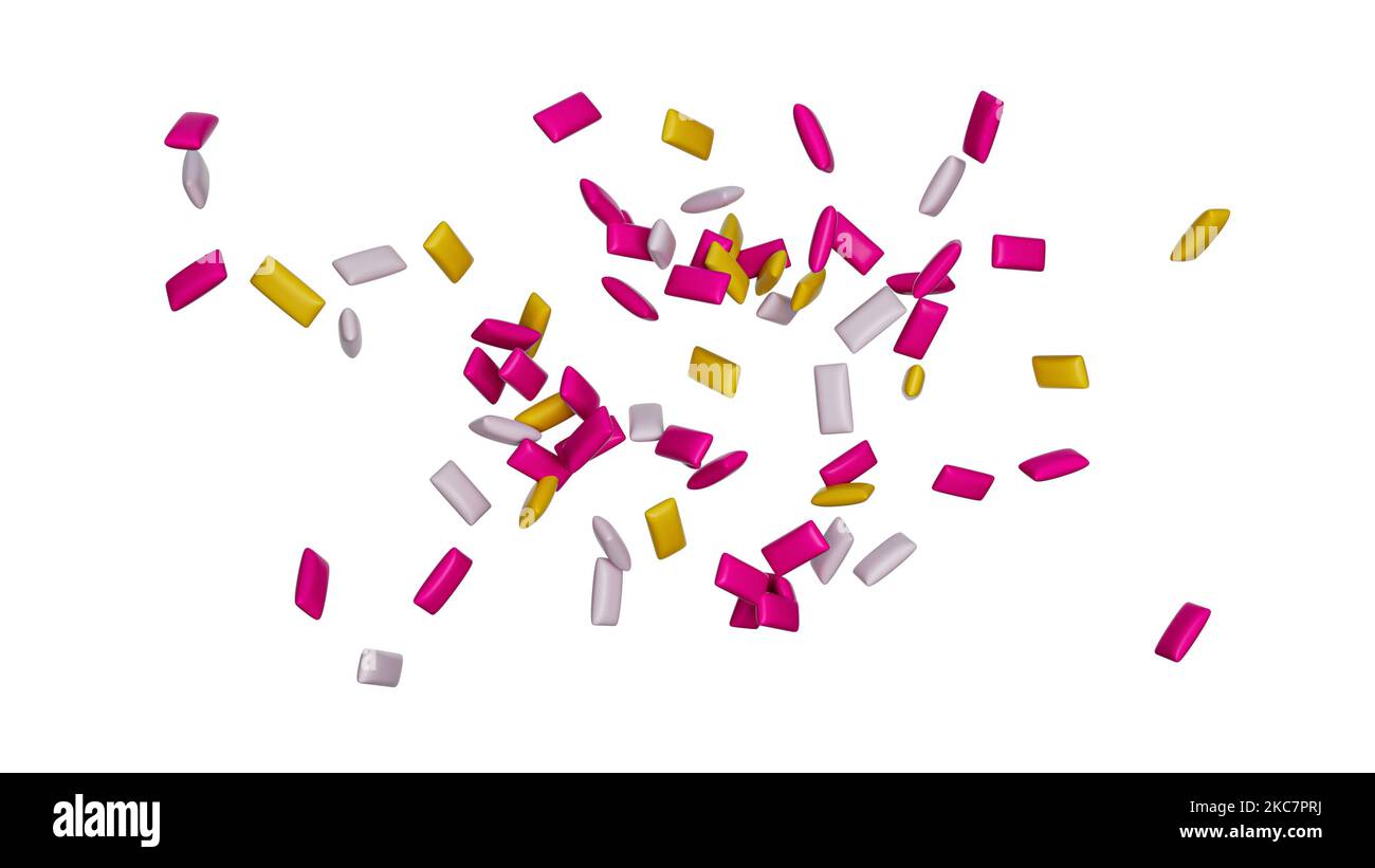 A 3D render of the chewing gum pads flying in the air isolated on a ...