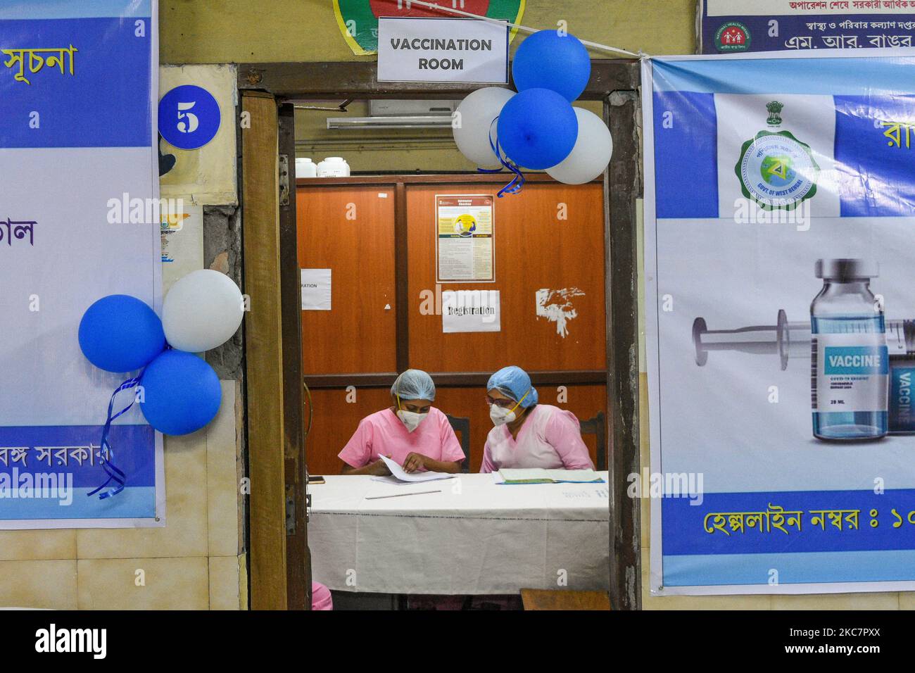 A vaccination room at a government hospital in Kolkata in Kolkata ...