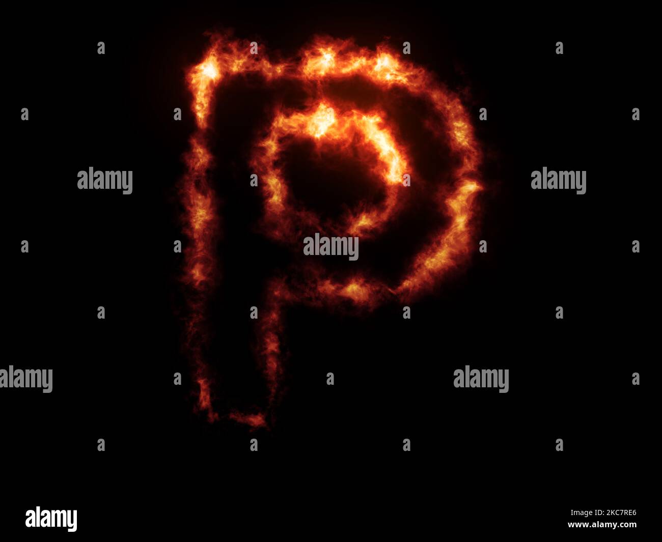 A burning letter P with flames and on a black background Stock Photo ...