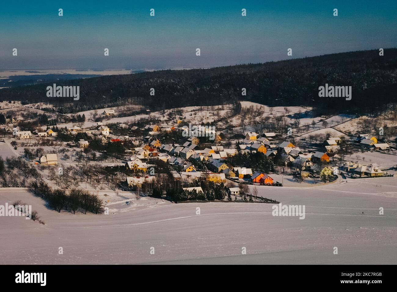 A general view covered with several centimetres of snow cover in the ...