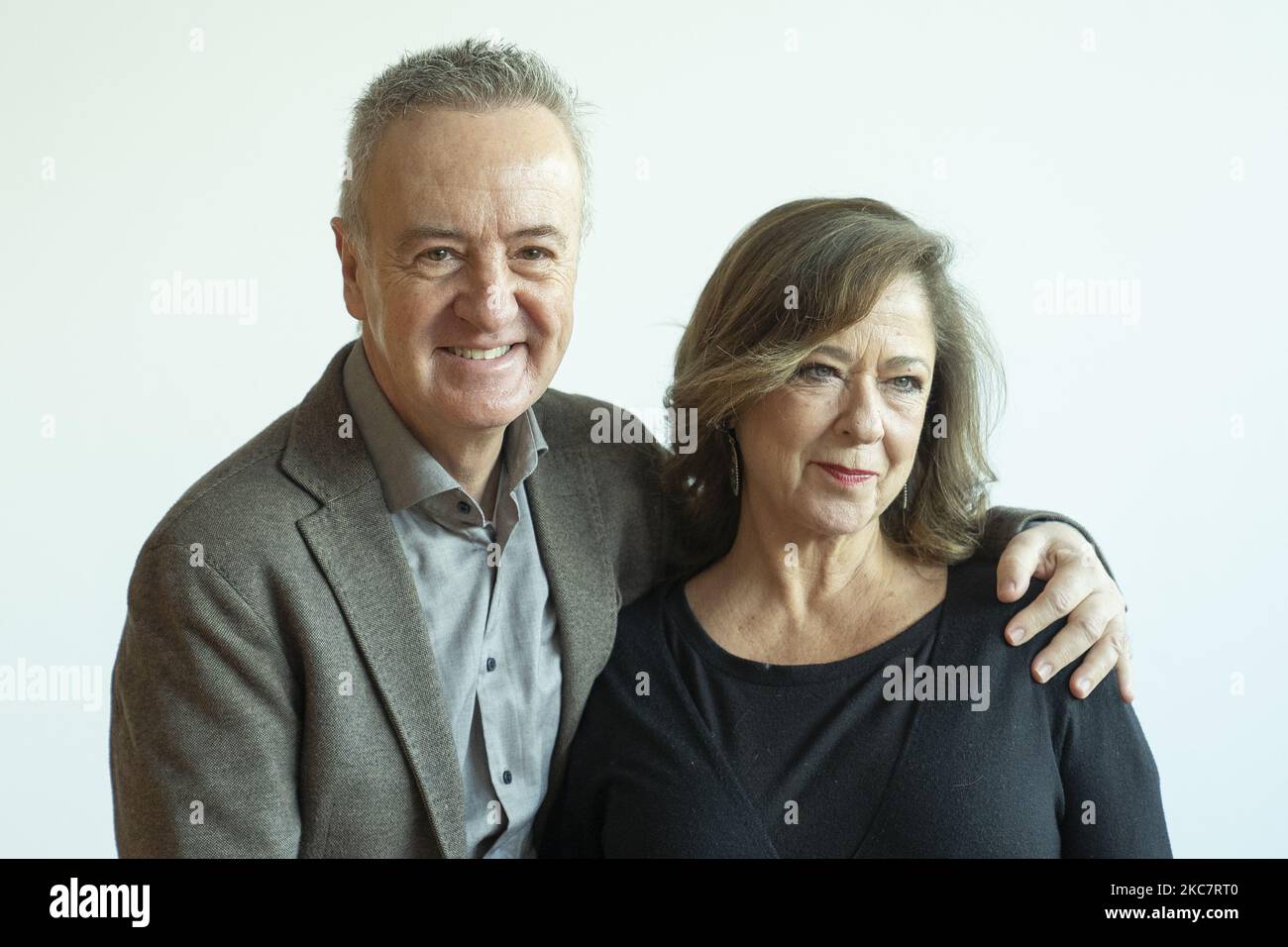 The actors Carlos Hipolito and his wife the actress Mapi Sagaseta pose during the portrait ...