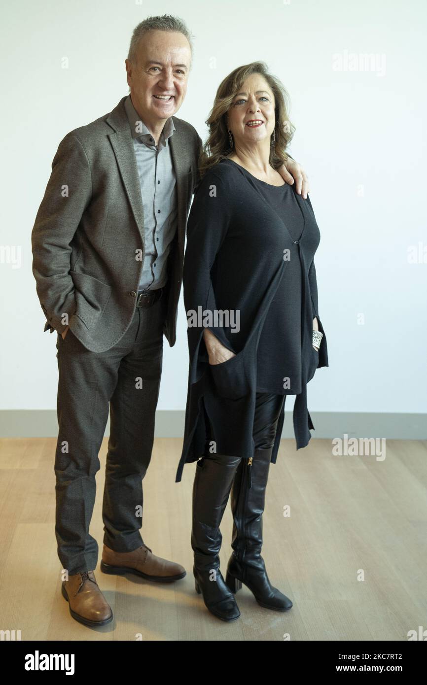 The actors Carlos Hipolito and his wife the actress Mapi Sagaseta pose during the portrait ...