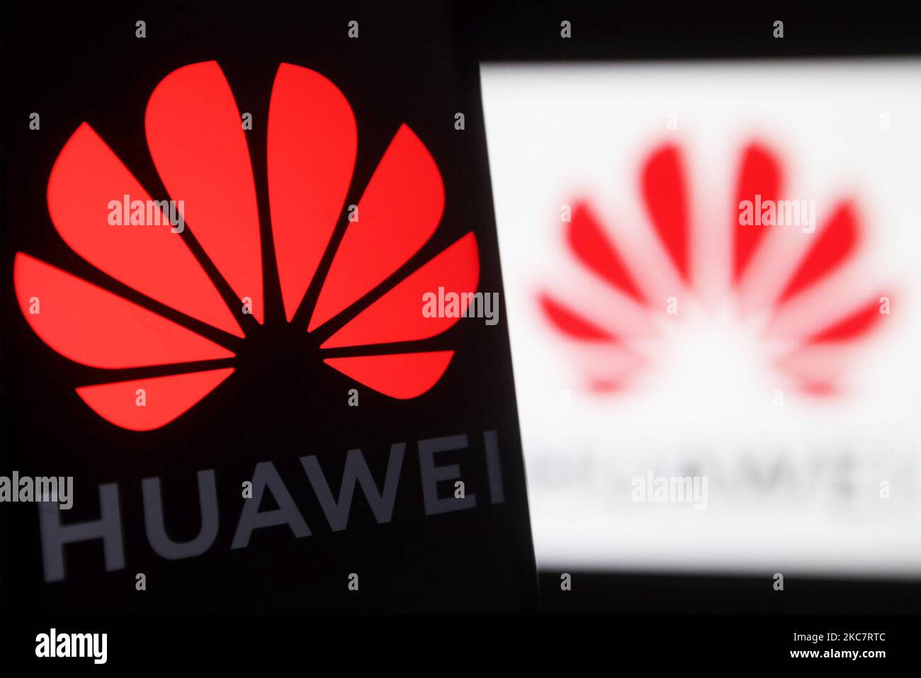 This illustration picture taken on 19 January 2021 shows the Huawei ...