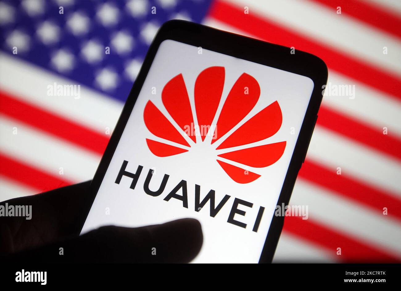 This illustration picture taken on 19 January 2021 shows the Huawei ...