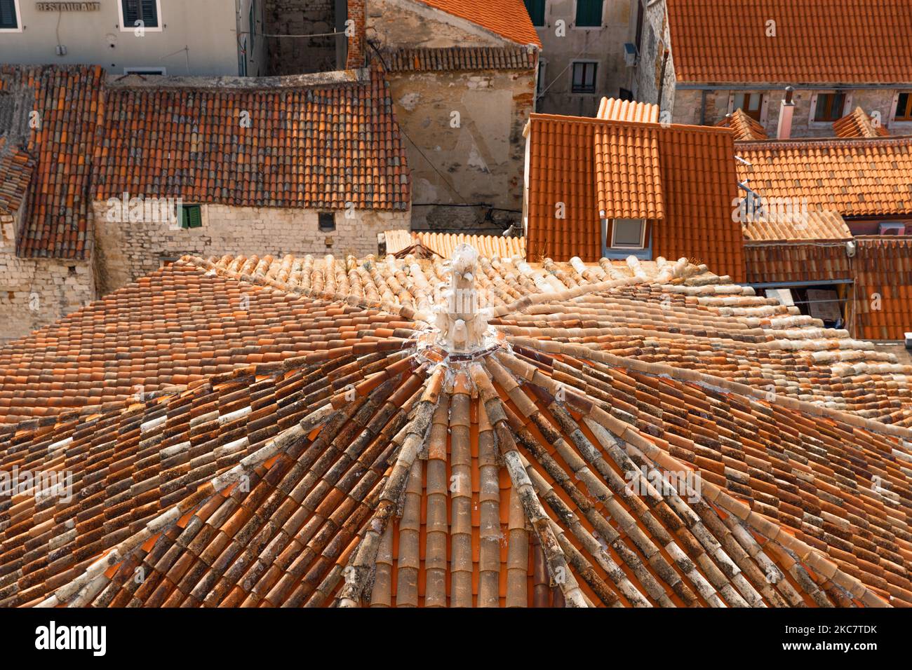 The roofs of Split old town in Croatia. View from Saint Domnius Bell ...