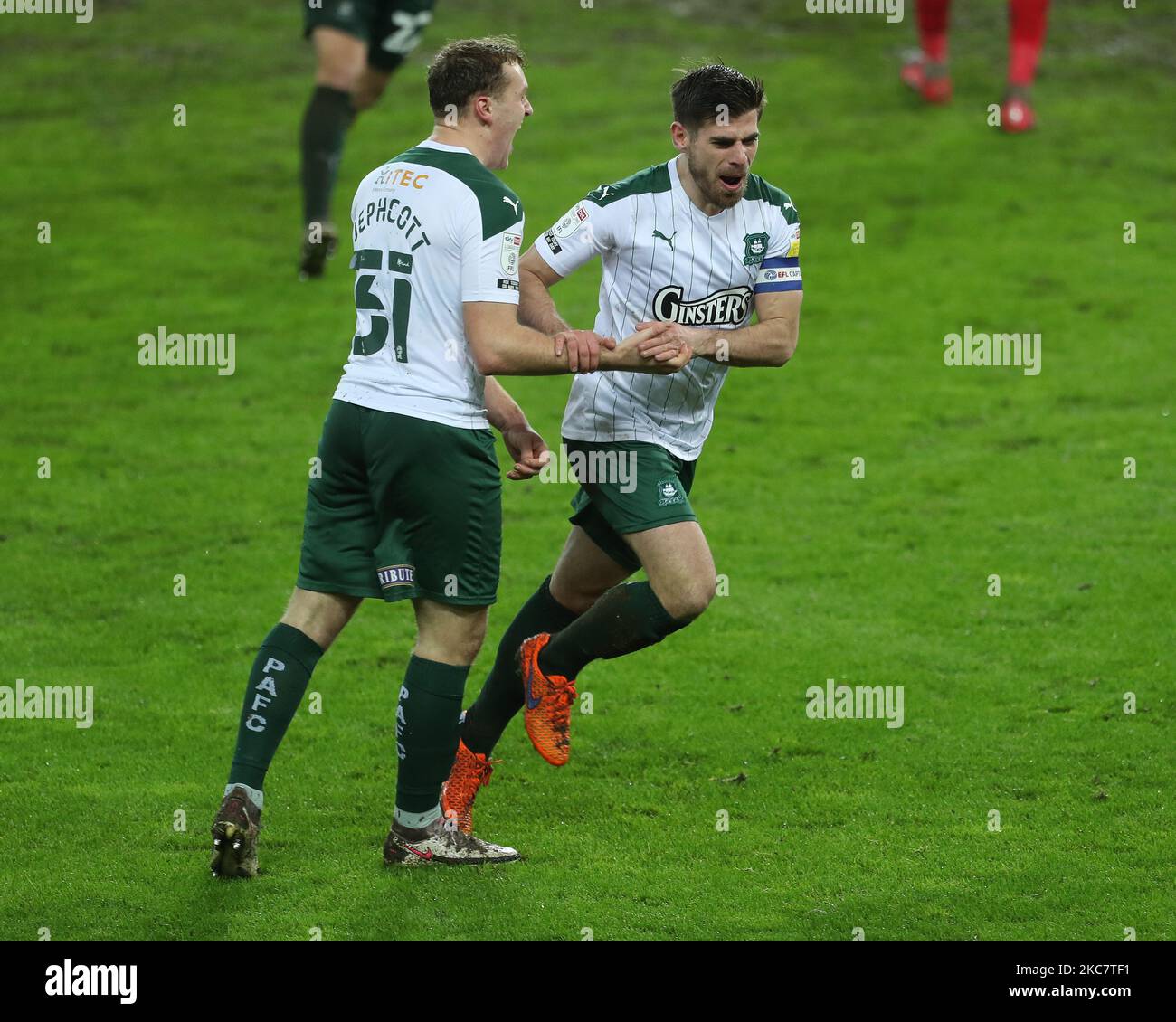 Joe Edwards of Plymouth Argyle celebrates after scoring their second ...