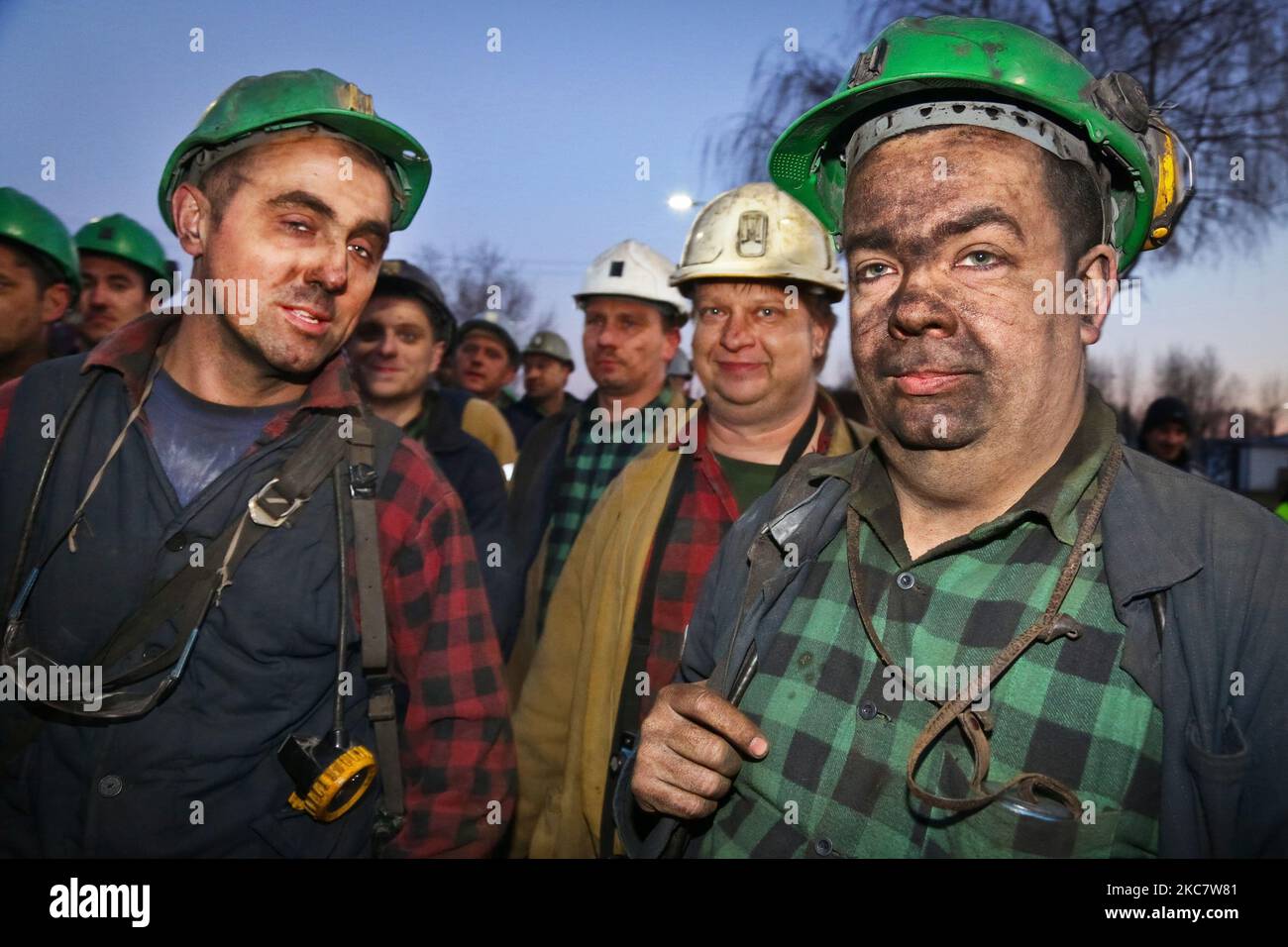 Miners protest in front of KWK Sosnica coal mine in Gliwice, Poland on ...