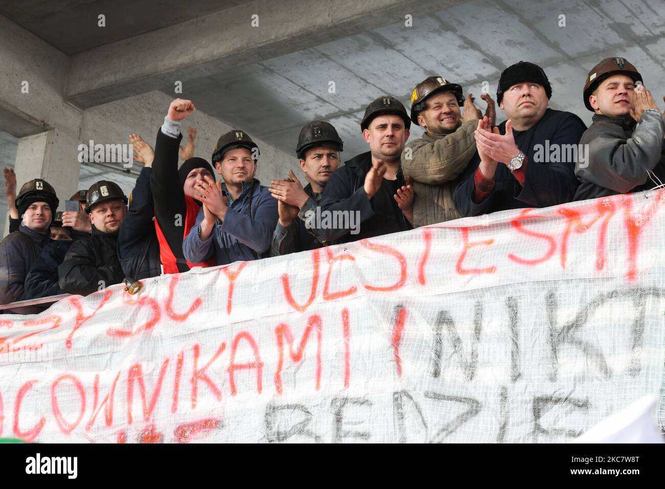 Miners protest in front of KWK Budryk coal mine in Ornontowice , Poland ...