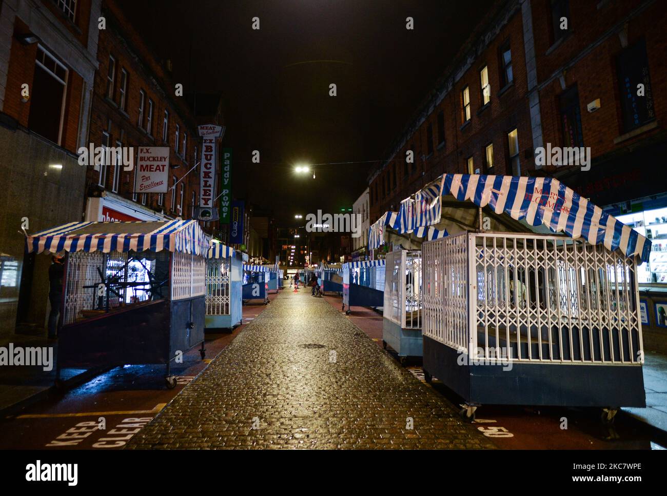 A view of closed stands in Moore Street in Dublin city centre during ...