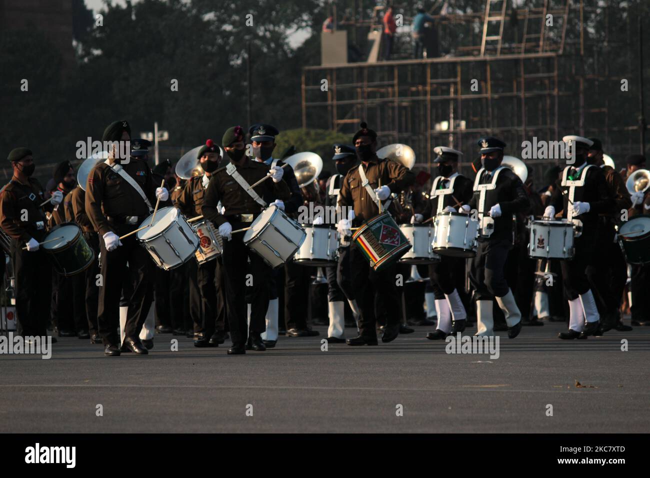 Indian Armed Force personnel during the Beating Retreat ceremony ...