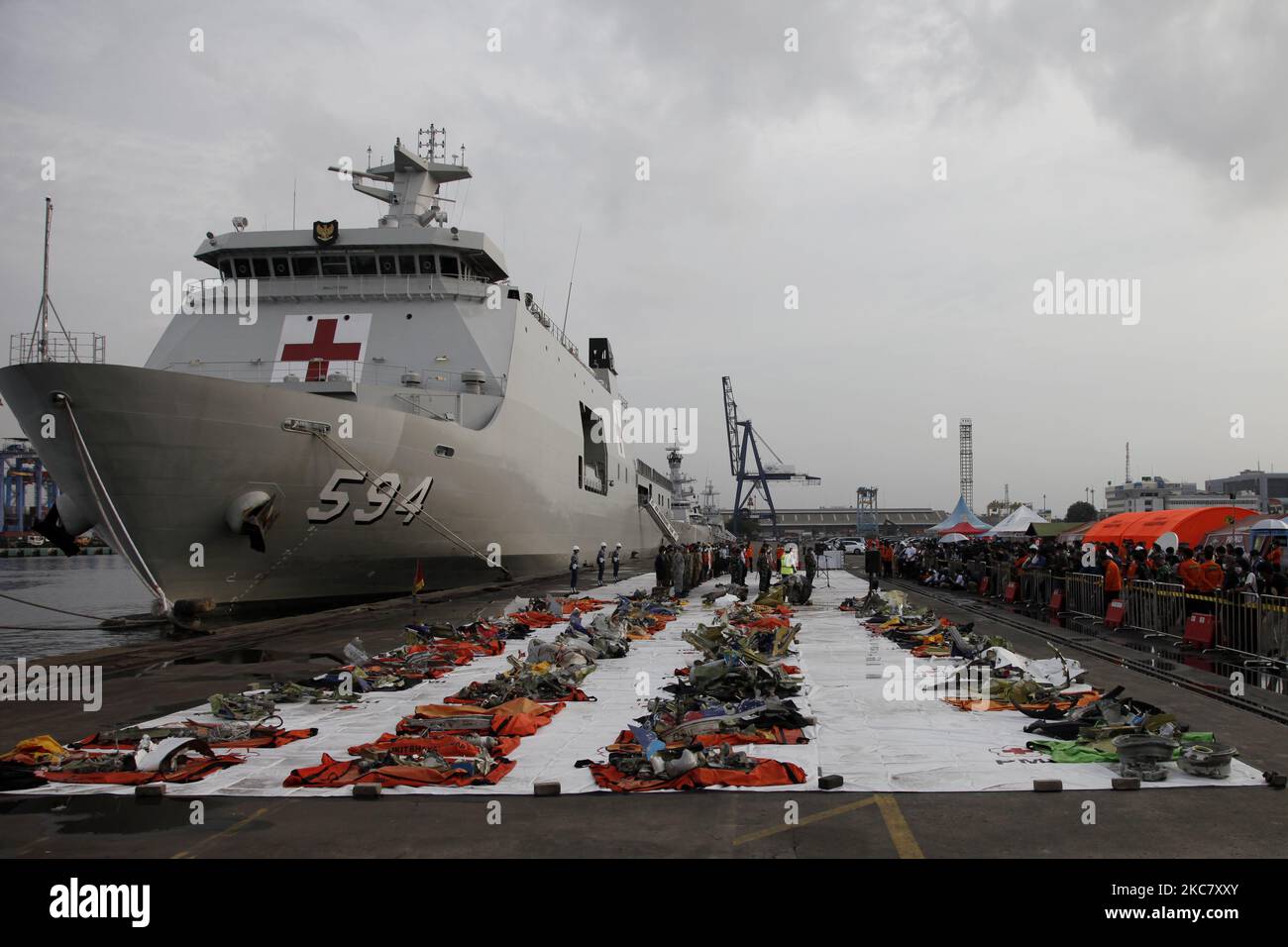 The wreckages of crashed Sriwijaya Air flight SJ182 are seen on the ...