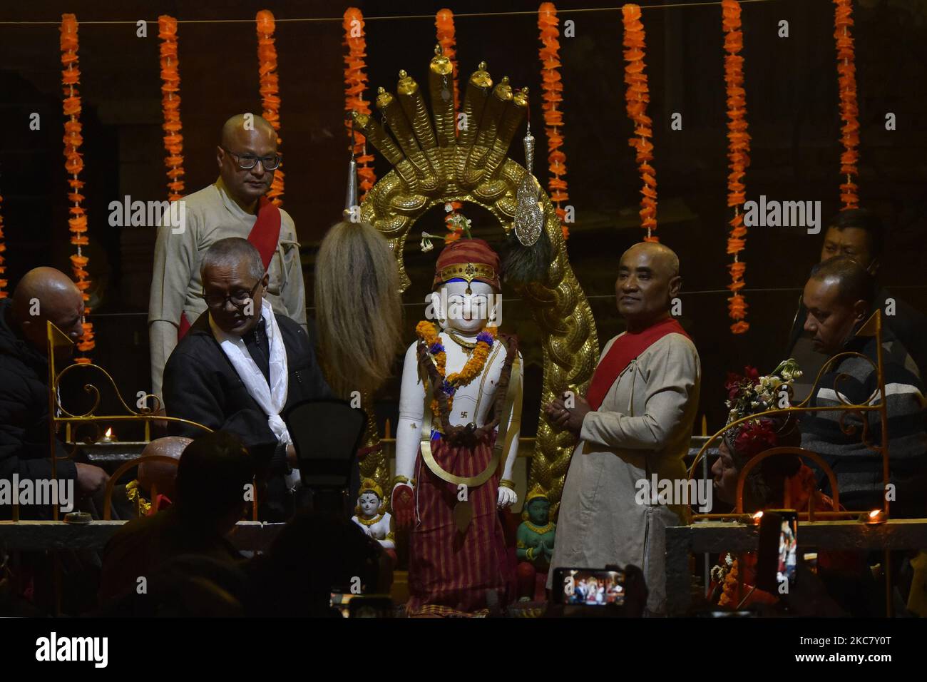 Nepalese Priests performing rituals before an annual ritual bathing ...
