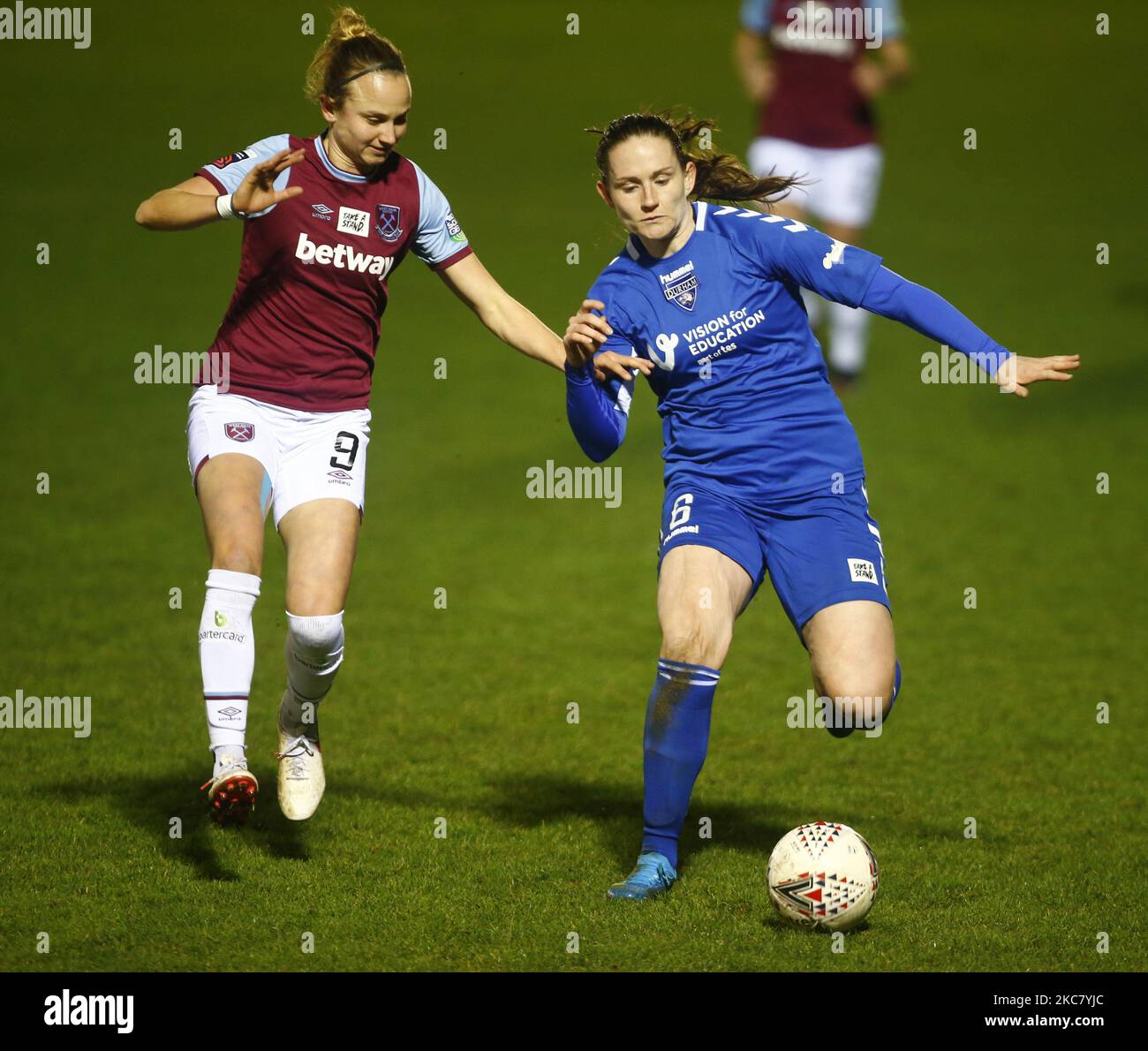Sarah Robson of Durham W.F.C holds of Martha Thomas of West Ham United ...