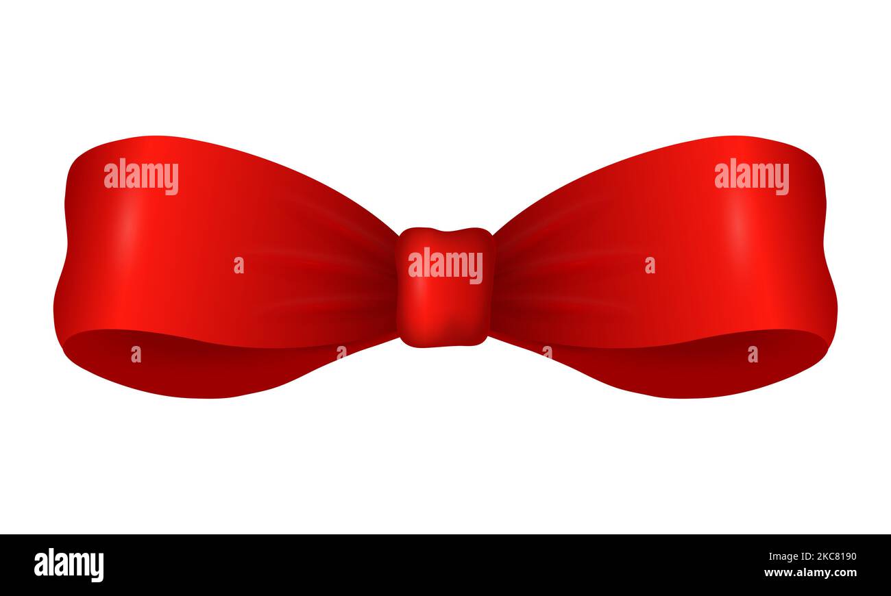 Decorative red bow isolated on white background. Red silk ribbon tied ...