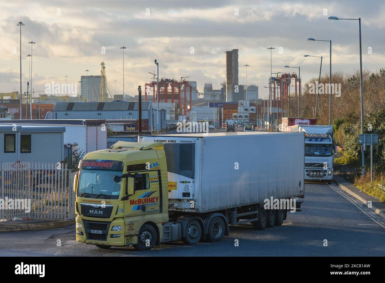Lorries on their way to board a ferry at Dublin port. On Friday ...