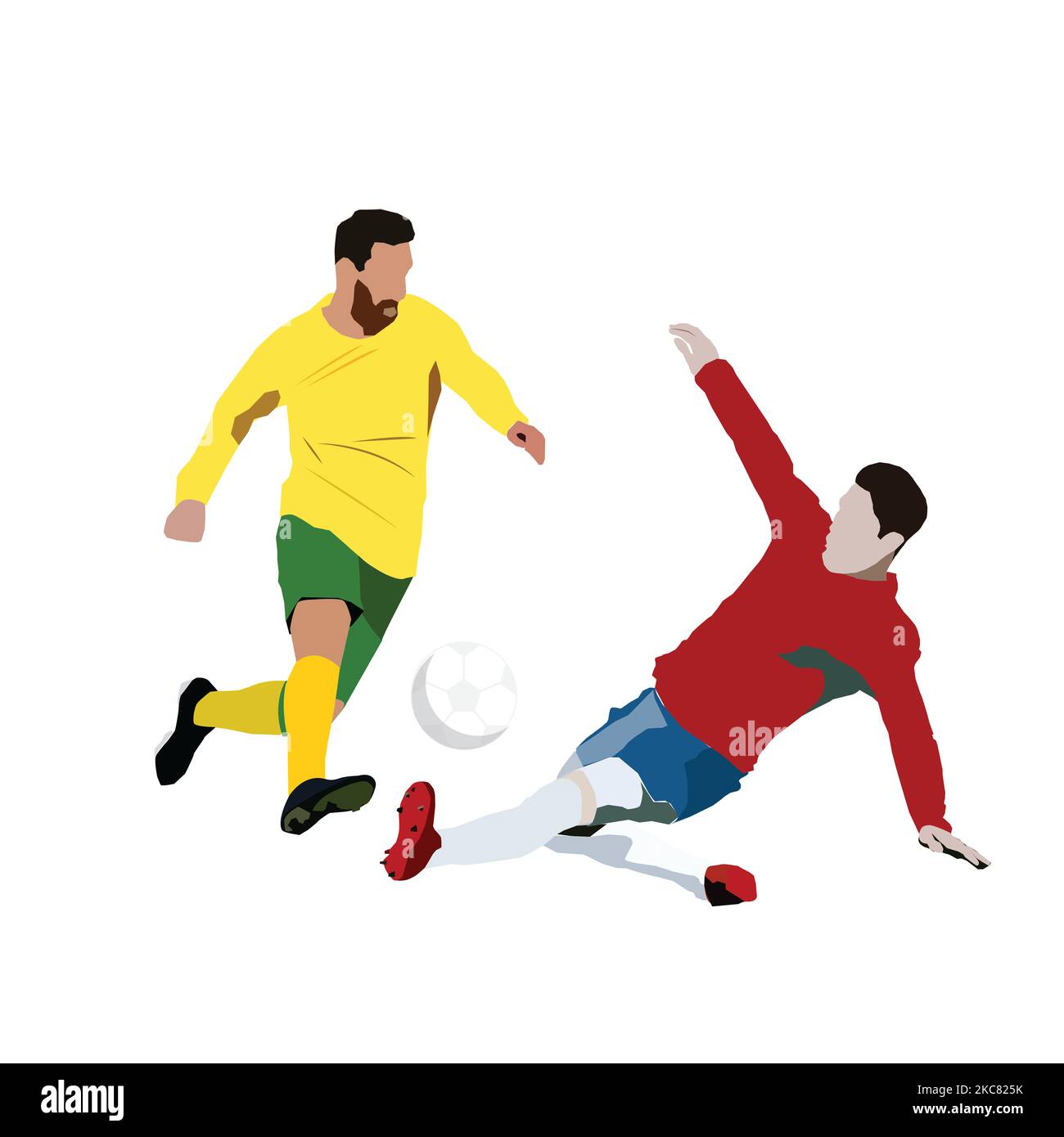 A vector of player maker and defender sliding for the ball Stock Vector ...