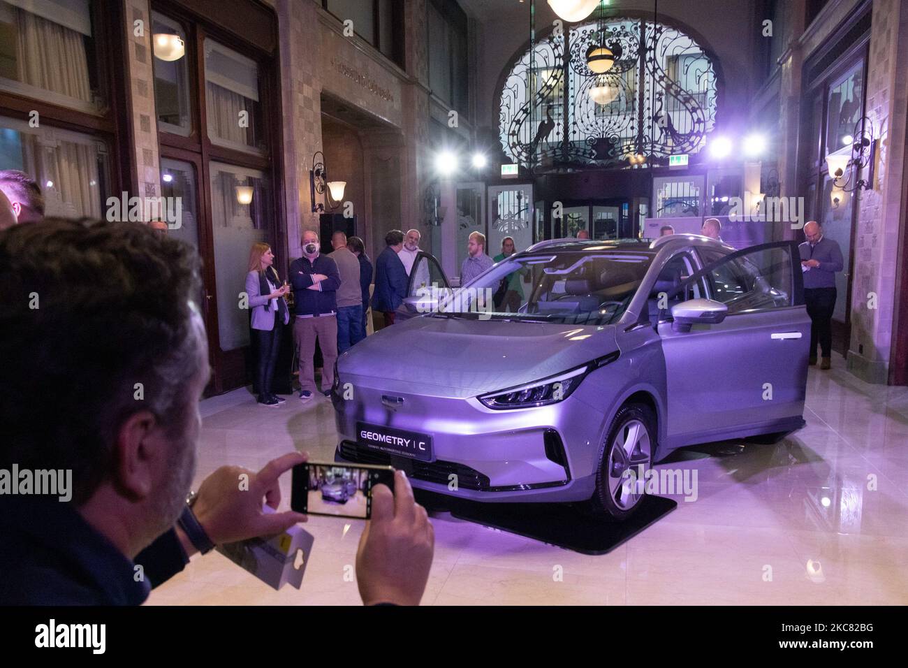 Budapest, Hungary. 4th Nov, 2022. A Geely's Geometry C electric car is ...