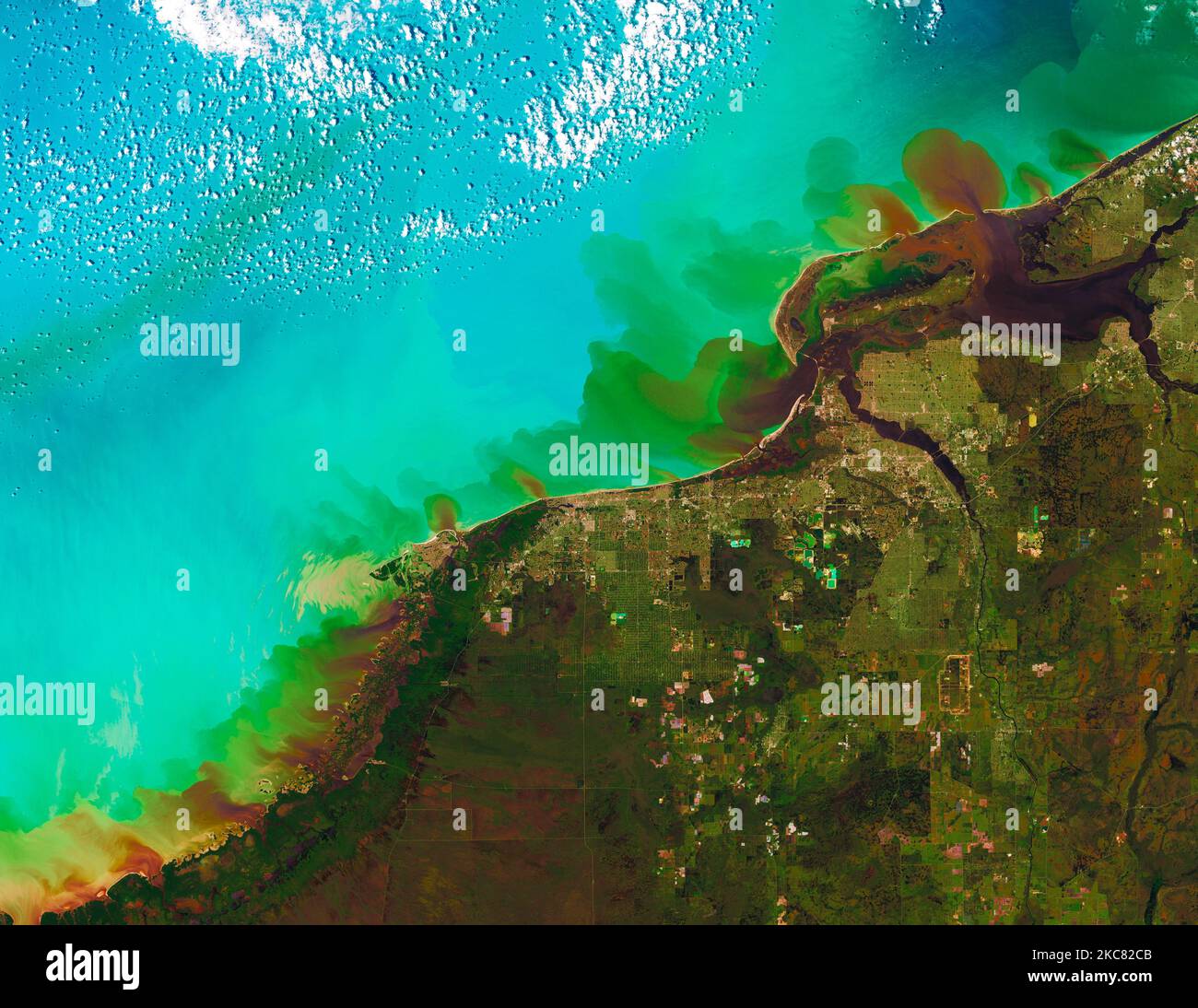 Aerial view of sea with natural swirl pattern. Abstract shapes on the ...